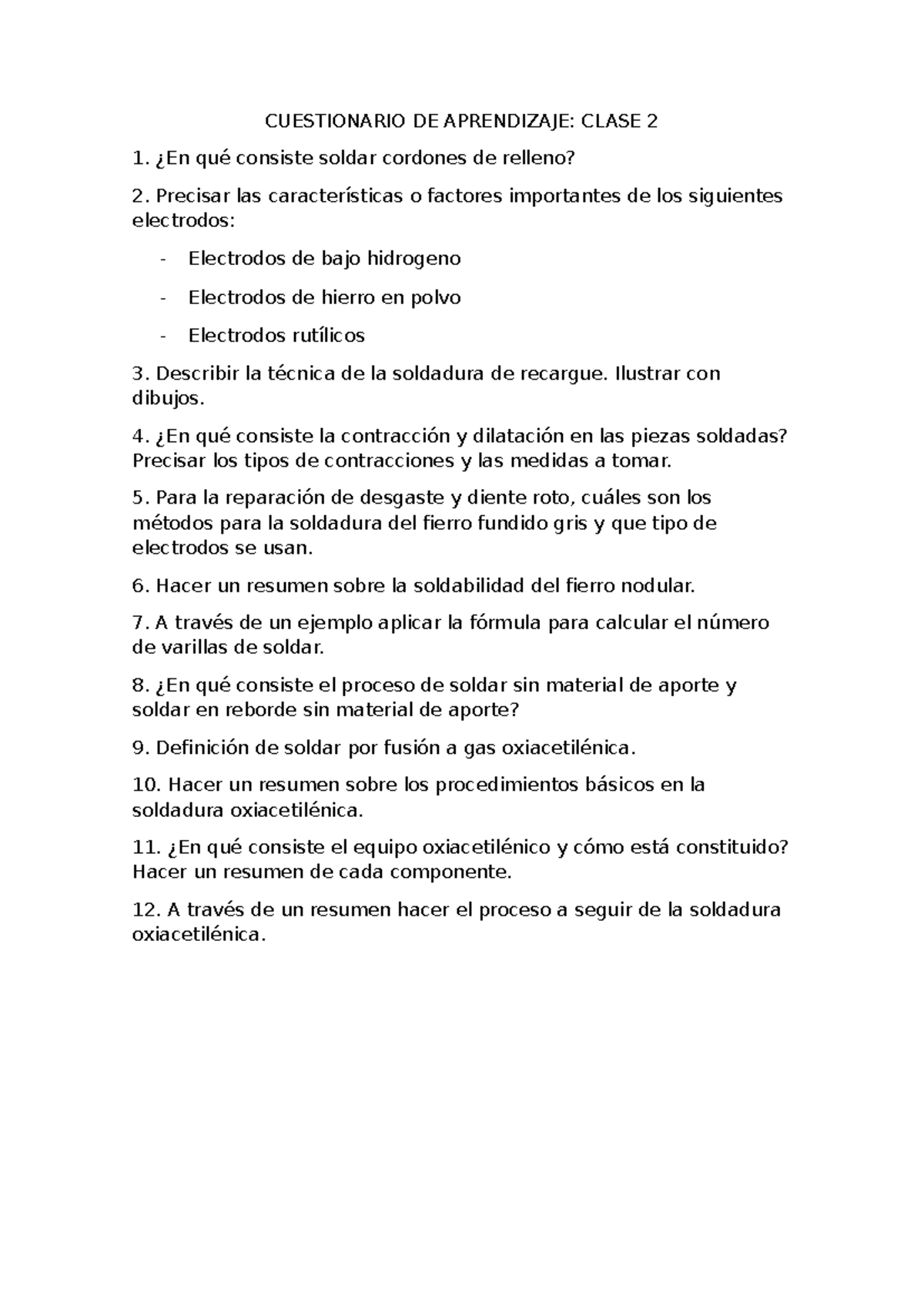 Cuestionario DE Aprendizaje DE Clase 2 - CUESTIONARIO DE APRENDIZAJE ...