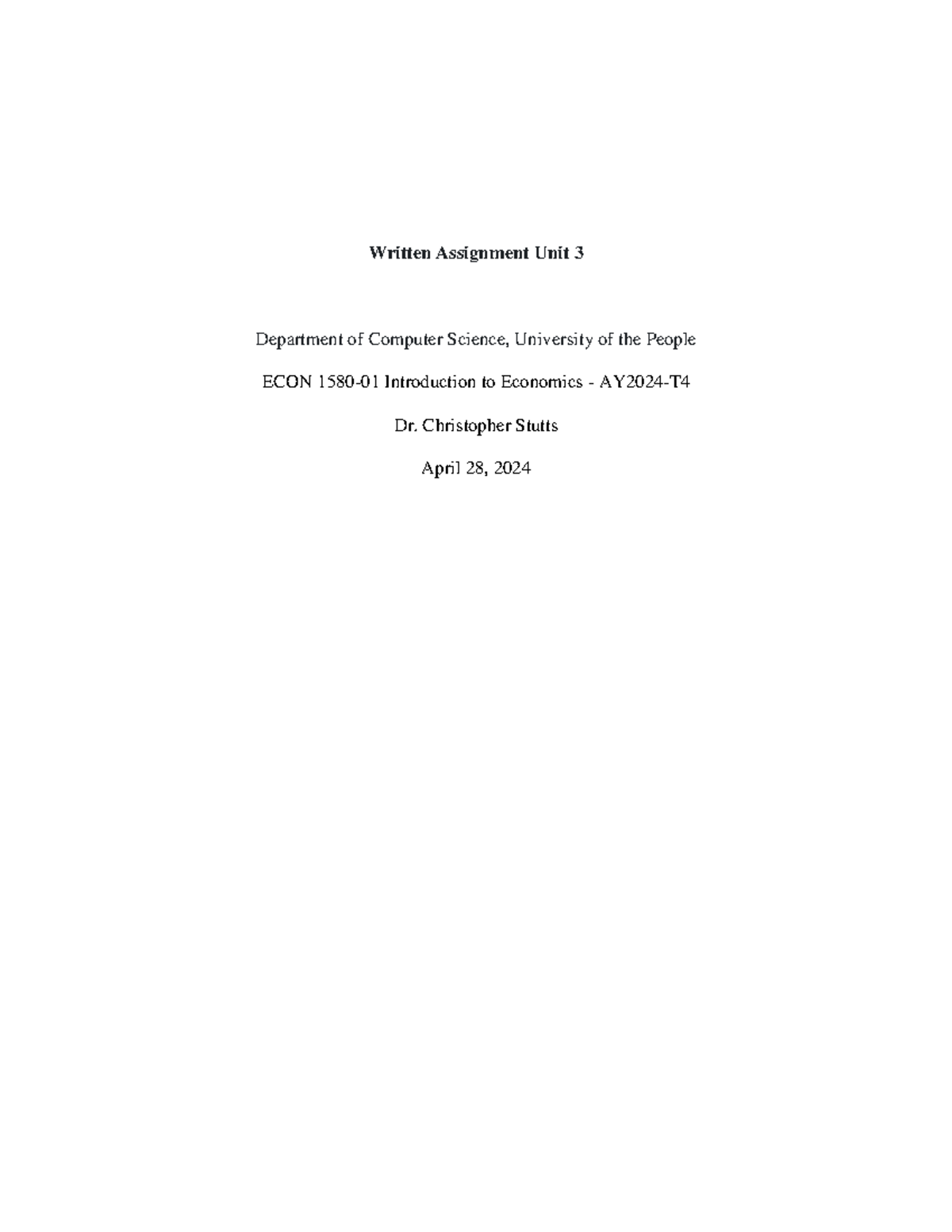 Written assignmetn Unit 3 Final - Written Assignment Unit 3 Department ...