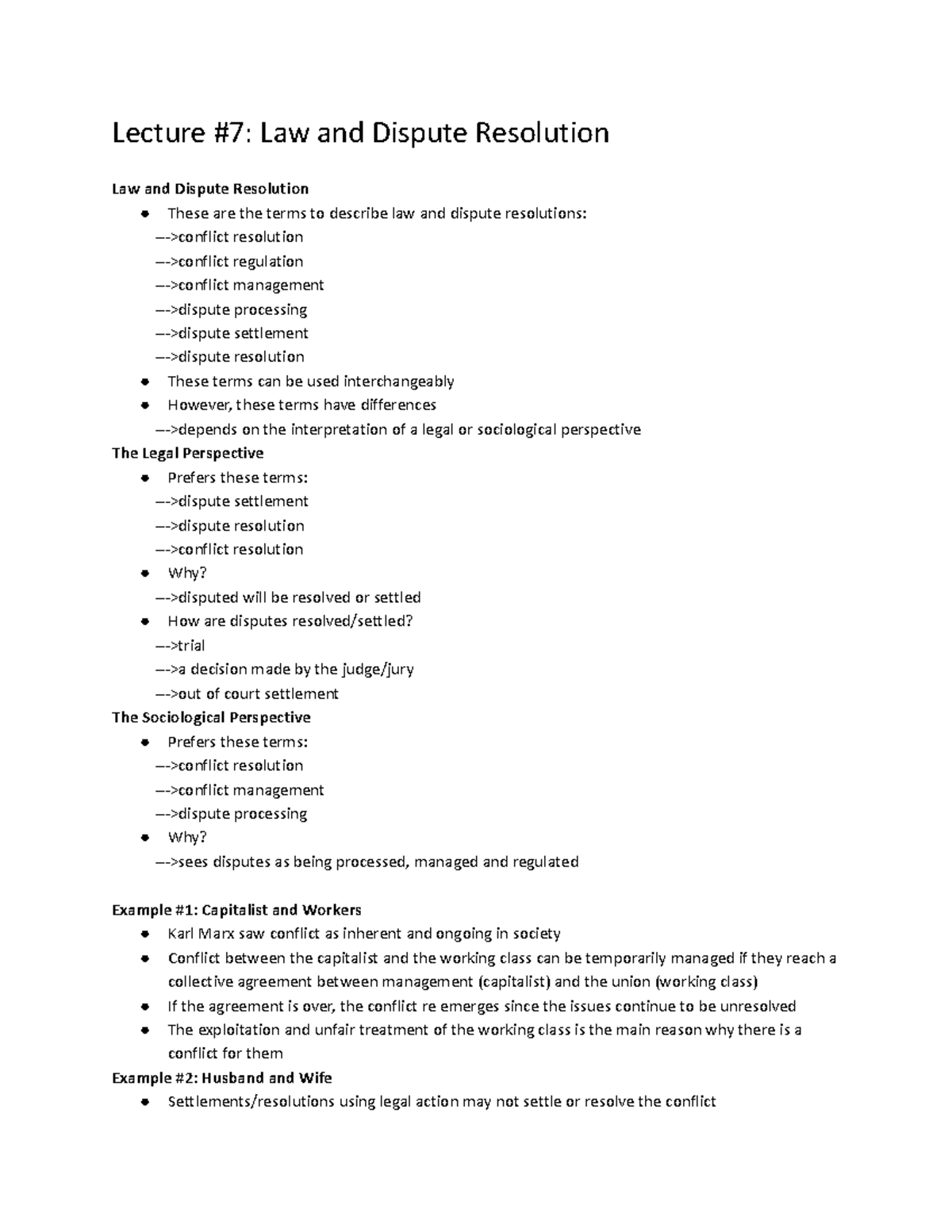 Lecture #7 Law and Dispute Resolution - Lecture #7: Law and Dispute ...