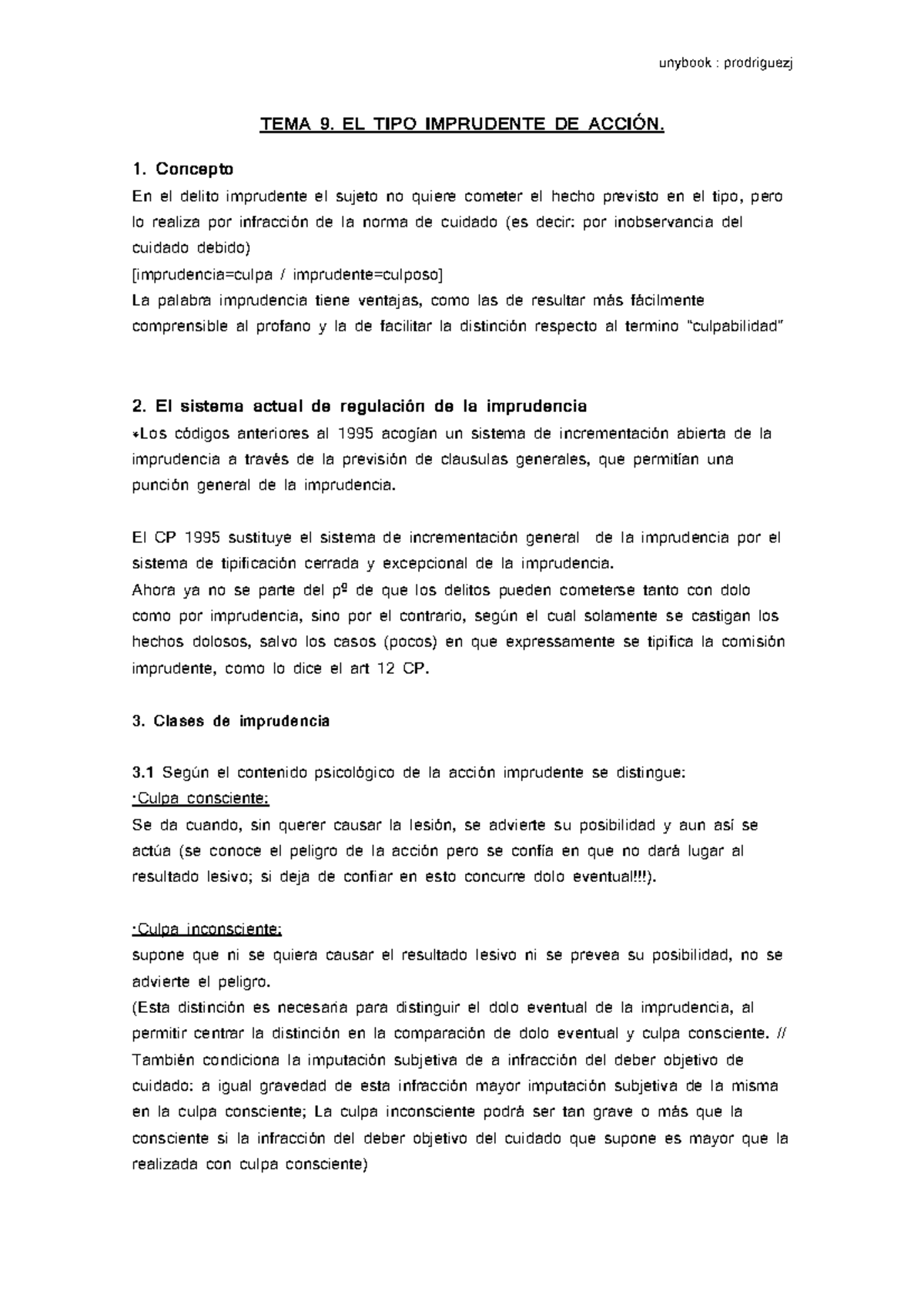 TEMA 9 el tipo imprudente de acción - unybook : prodriguezj TEMA 9. EL ...