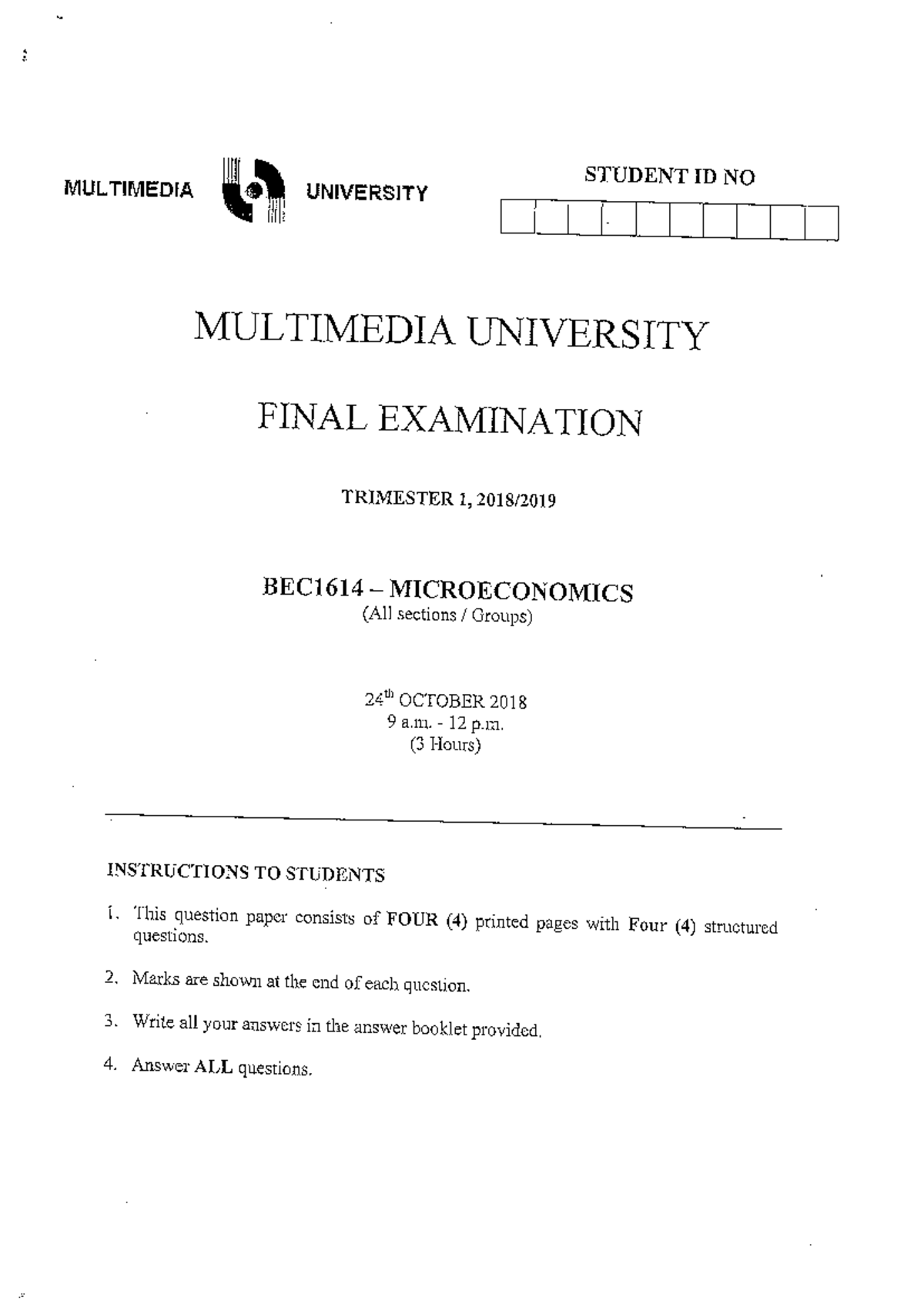 43587 - Final Exam - Economics - Studocu