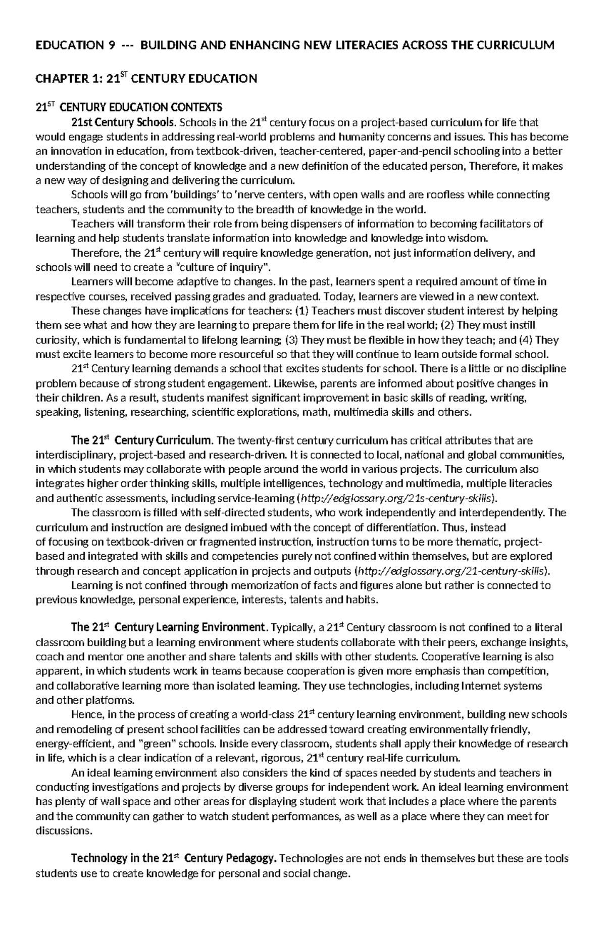 Educ 9 chapters 1-3 - EDUCATION 9 - BUILDING AND ENHANCING NEW ...