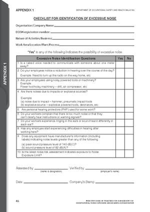 Checklist IEN - APPENDIX 1 CHECKLIST FOR IDENTIFICATION OF EXCESSIVE ...