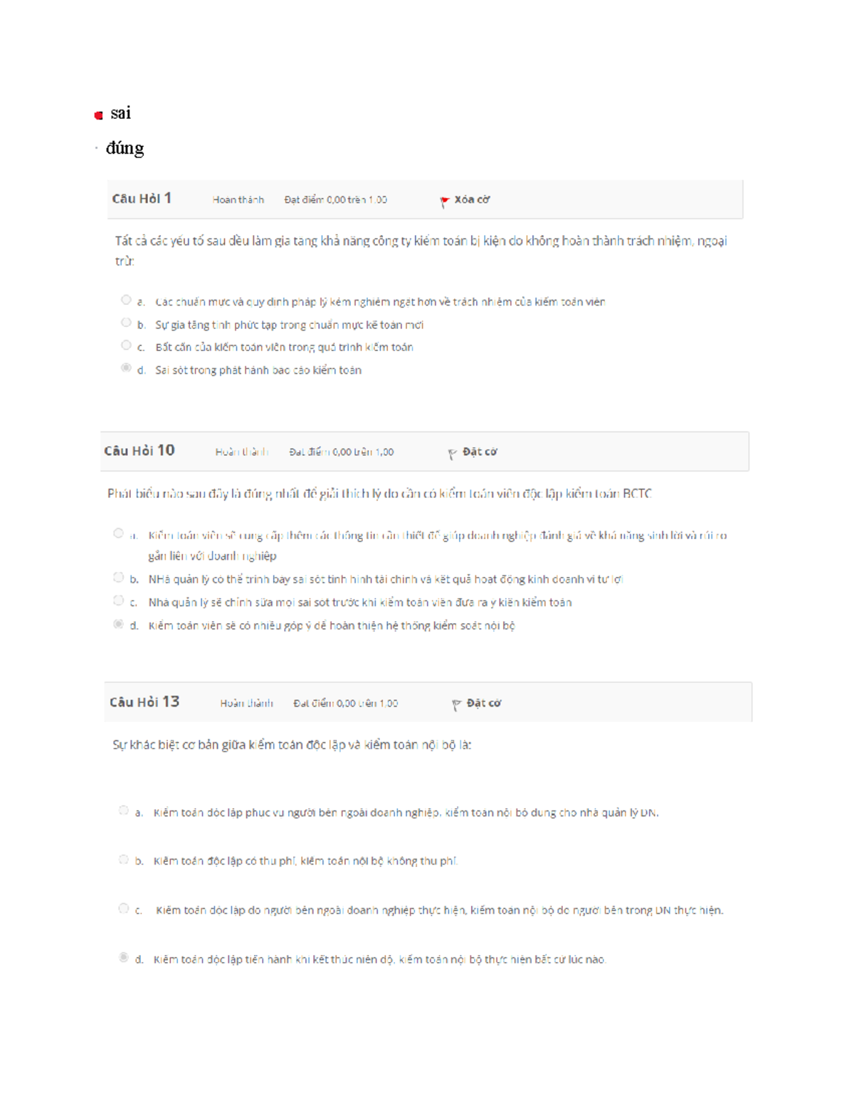 Ktcb kiểm tra chương 1 - Kiểm toán - sai đúng - Studocu