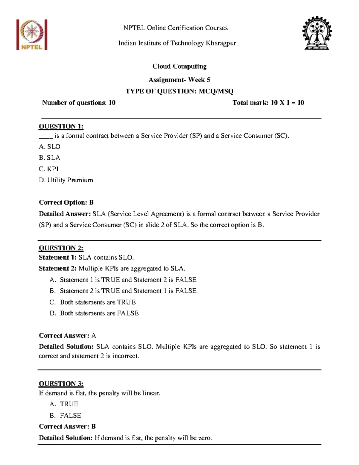 Assignment 5 Solution - Cloud computing Assingments - Indian Institute of Technology Kharagpur ...