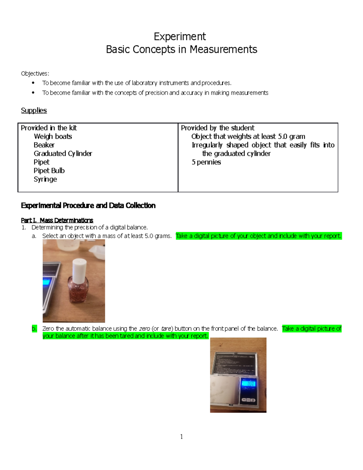 Experiment - Basic Concepts in Measurements - Experiment Basic Concepts in Measurements ...