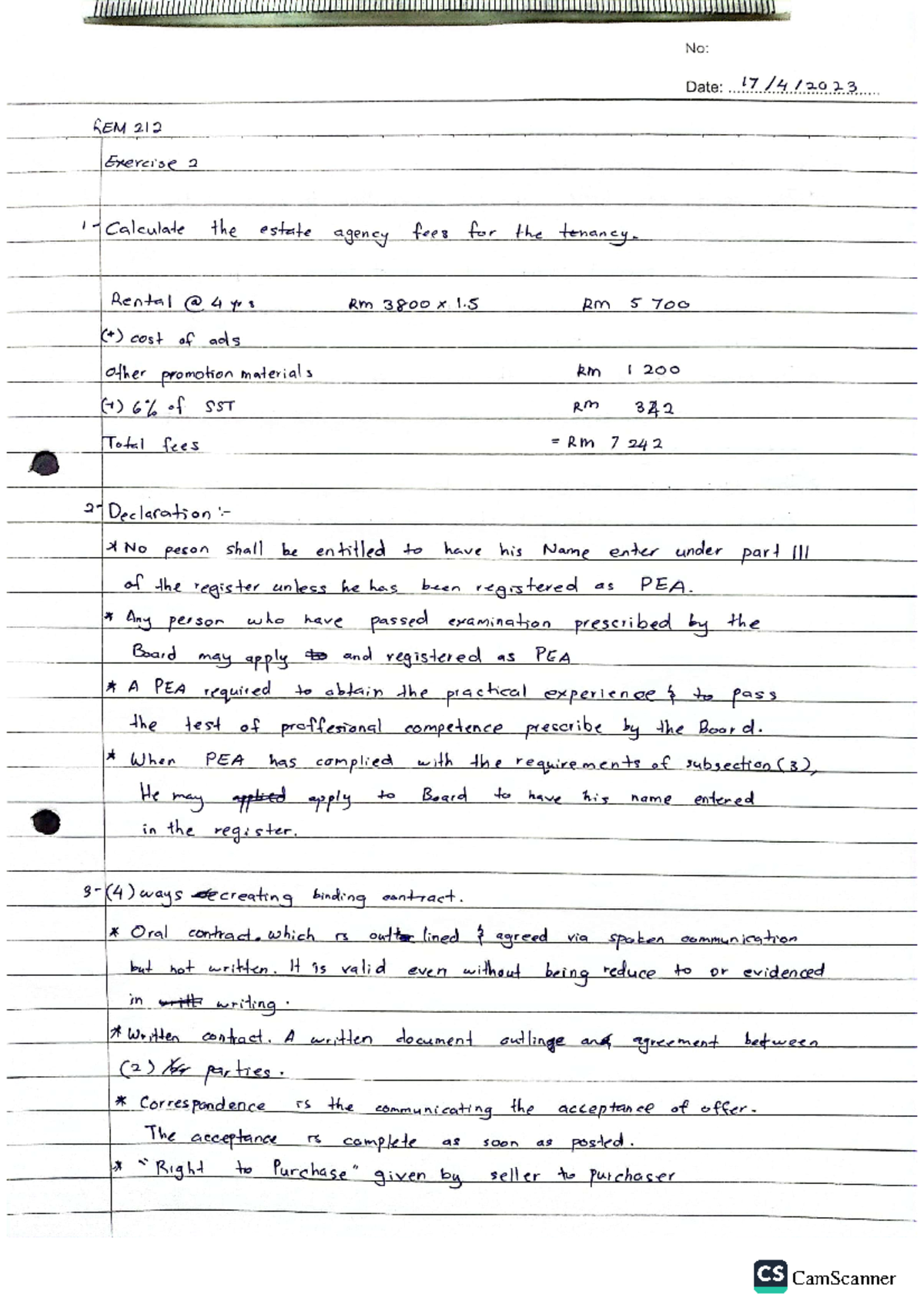 Rem212-tutoweek 5 - latihan - real estate agency practice - CamScanner ...