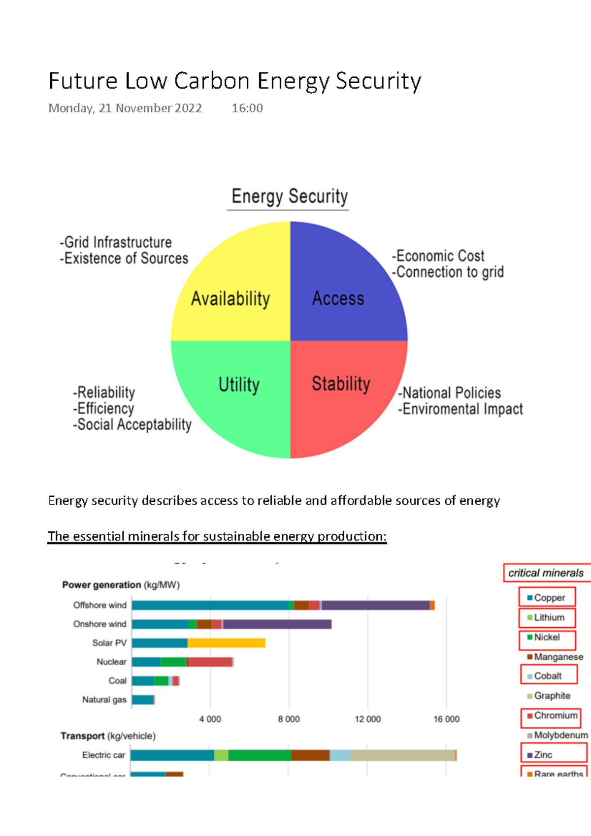 Future Low Carbon Energy Security - Energy security describes access to ...