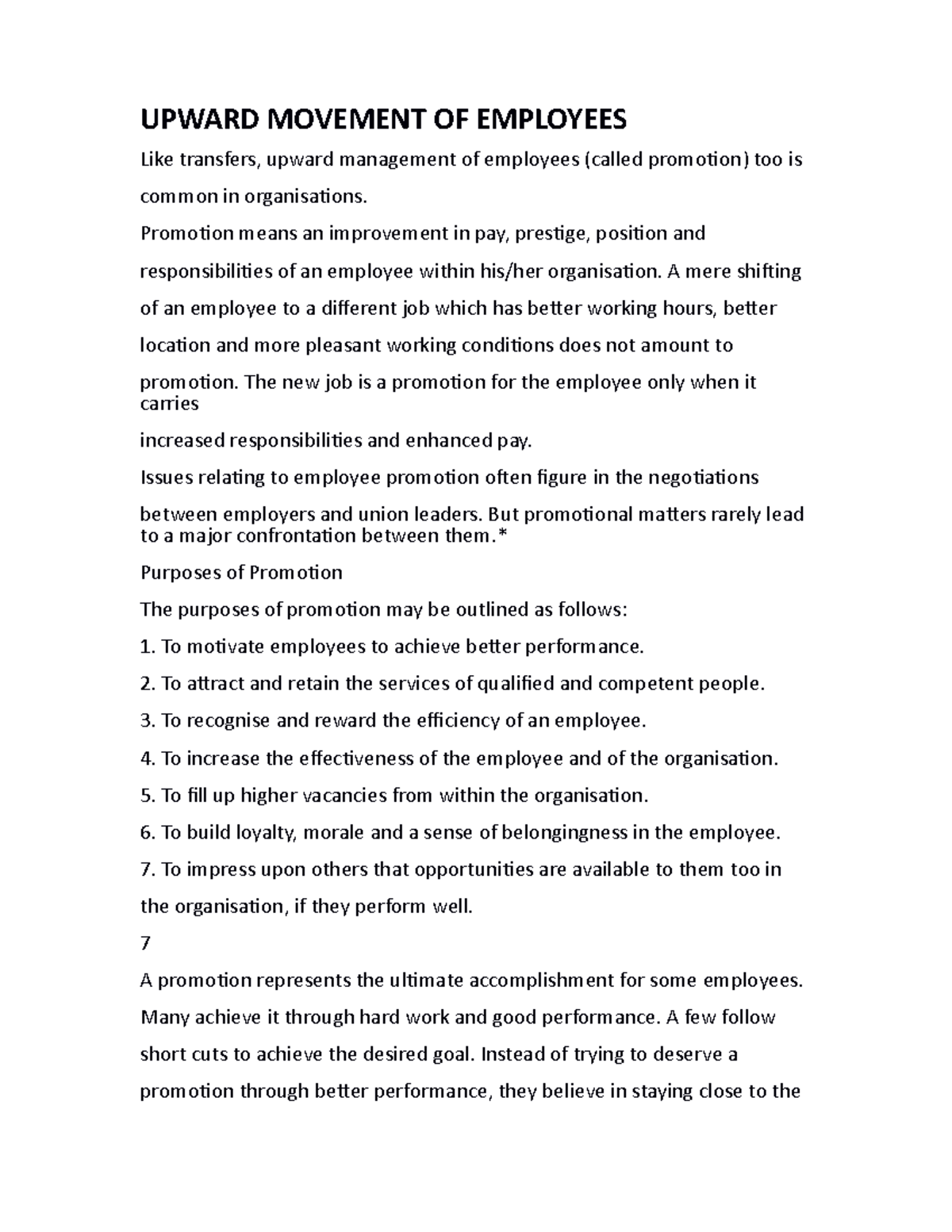 Upward Movement OF Employees notes - UPWARD MOVEMENT OF EMPLOYEES Like ...