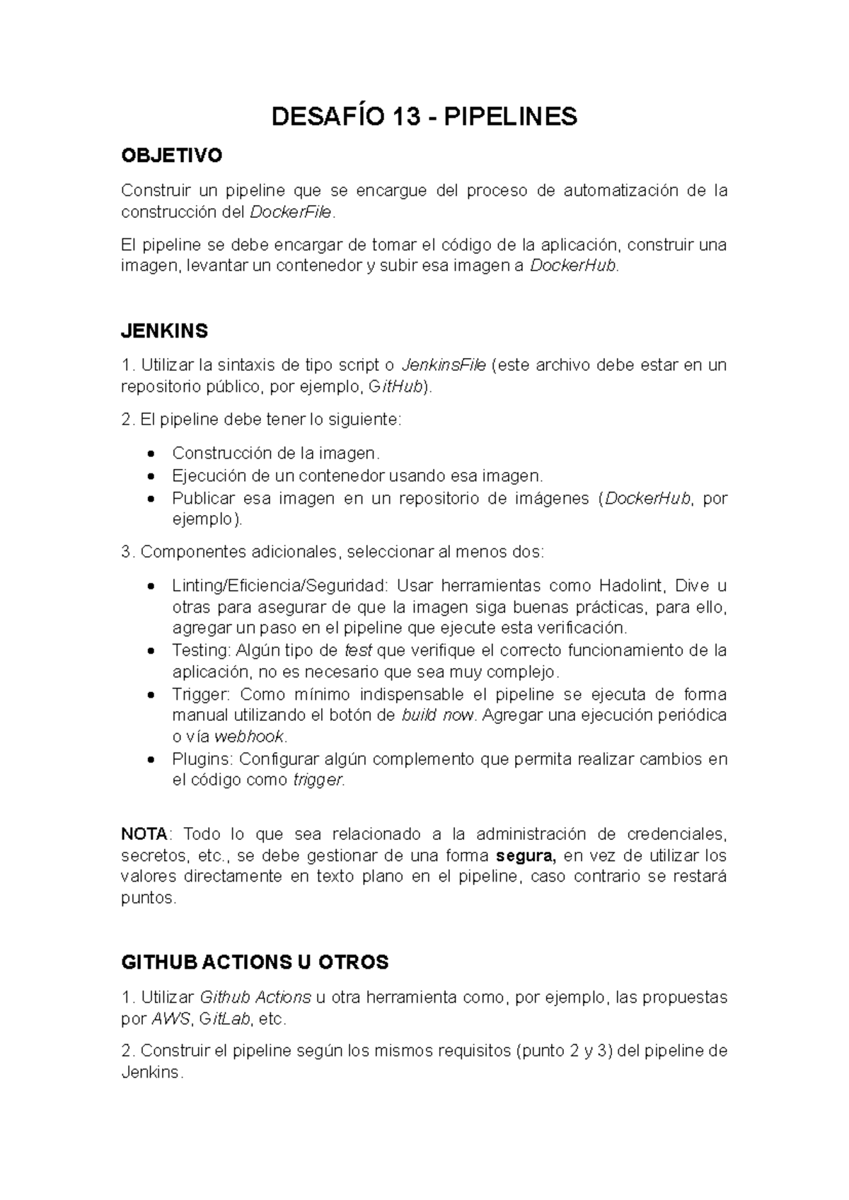 Desafios devops - DESAFÍO 1 3 - PIPELINES OBJETIVO Construir un ...