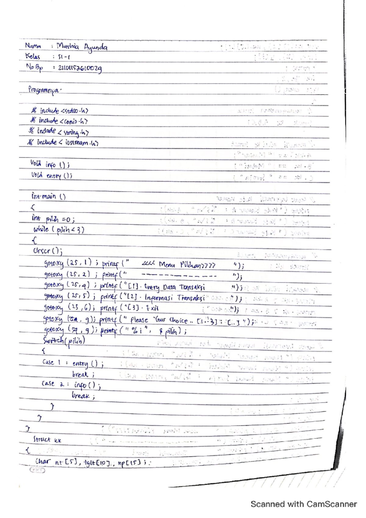 Coding Program Bahasa C - Algoritma Dan Struktur Data II - Studocu