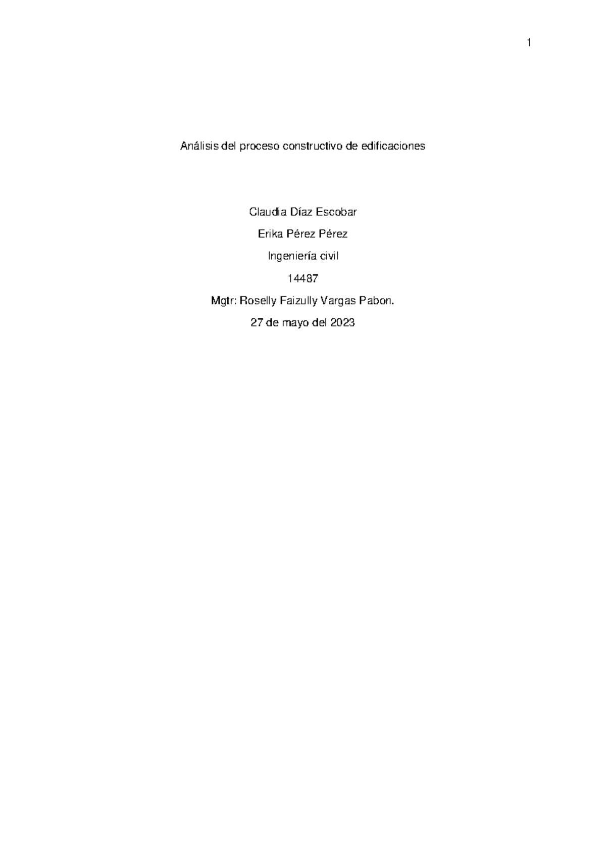 Análisis del proceso constructivo de edificaciones - Análisis del ...