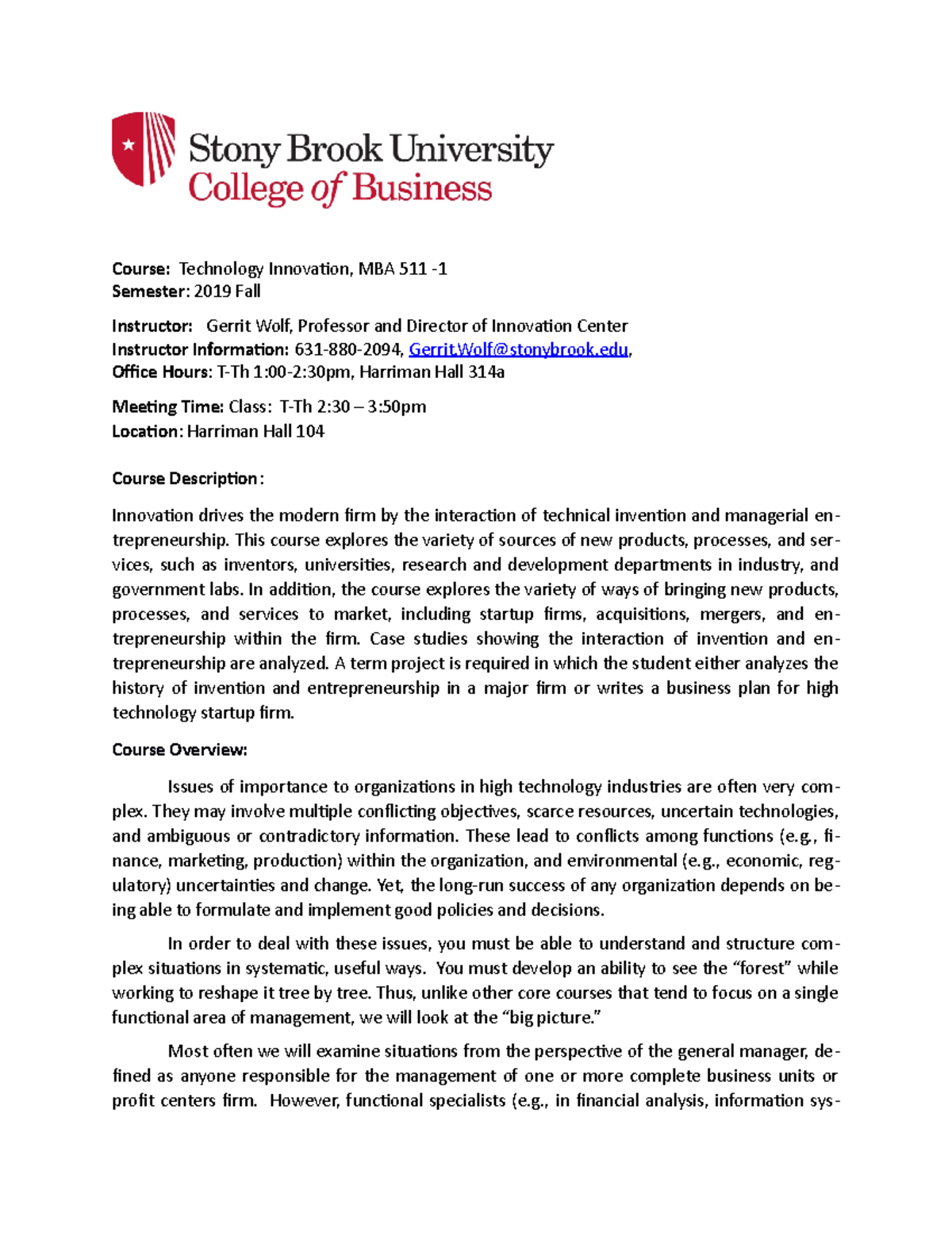 Tech Innovation Fall -1 Day 2019 (2) - Course: Technology Innovation ...