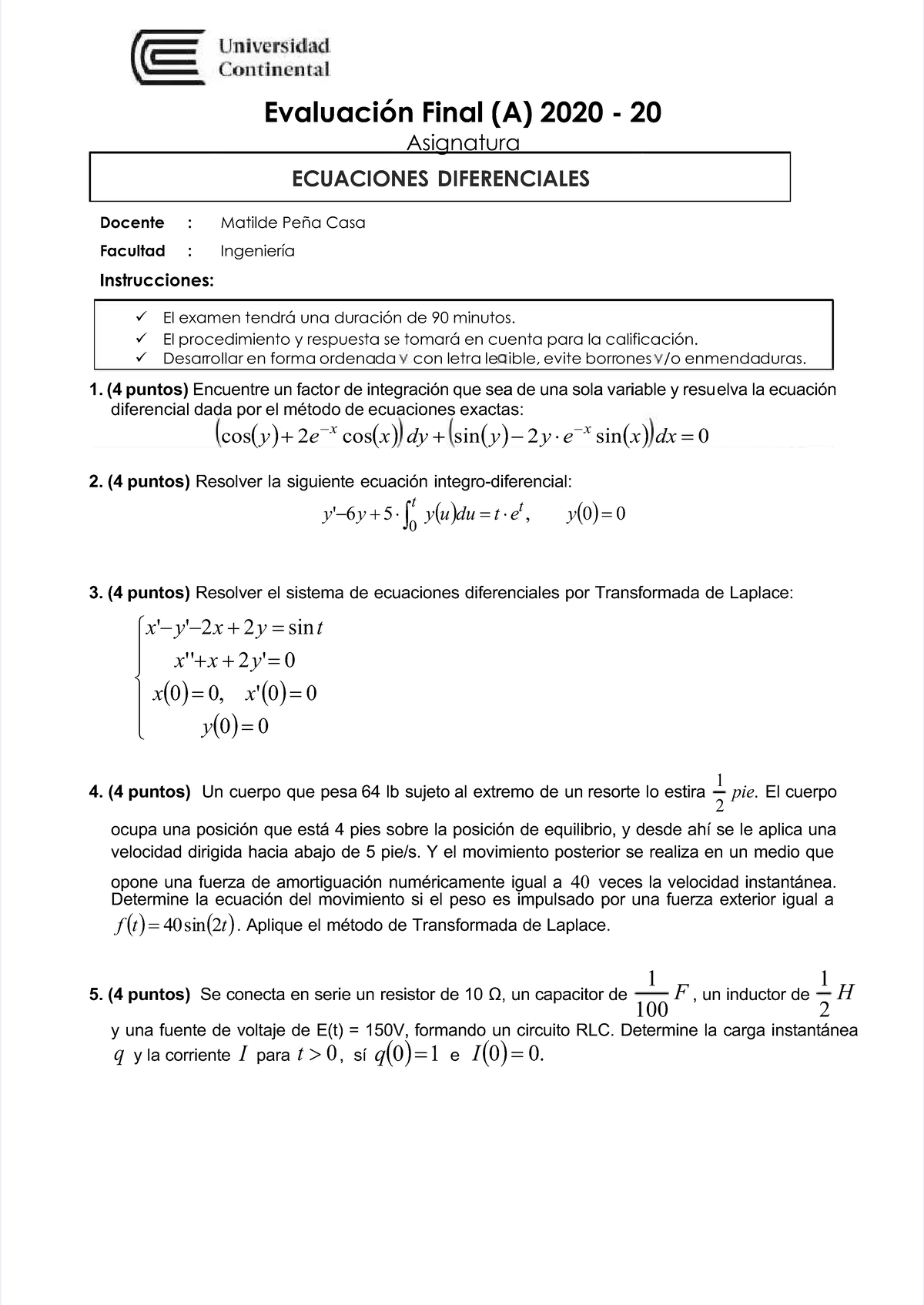 Pdf-examen-final-ecuaciones-diferenciales-2020-20 compress - Evaluación Final (A) 2020 - - Studocu