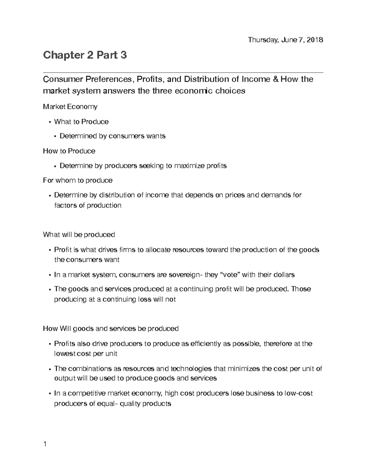 Intro to economics ch2 pt3 - Thursday, June 7, 2018 Chapter 2 Part 3 ...