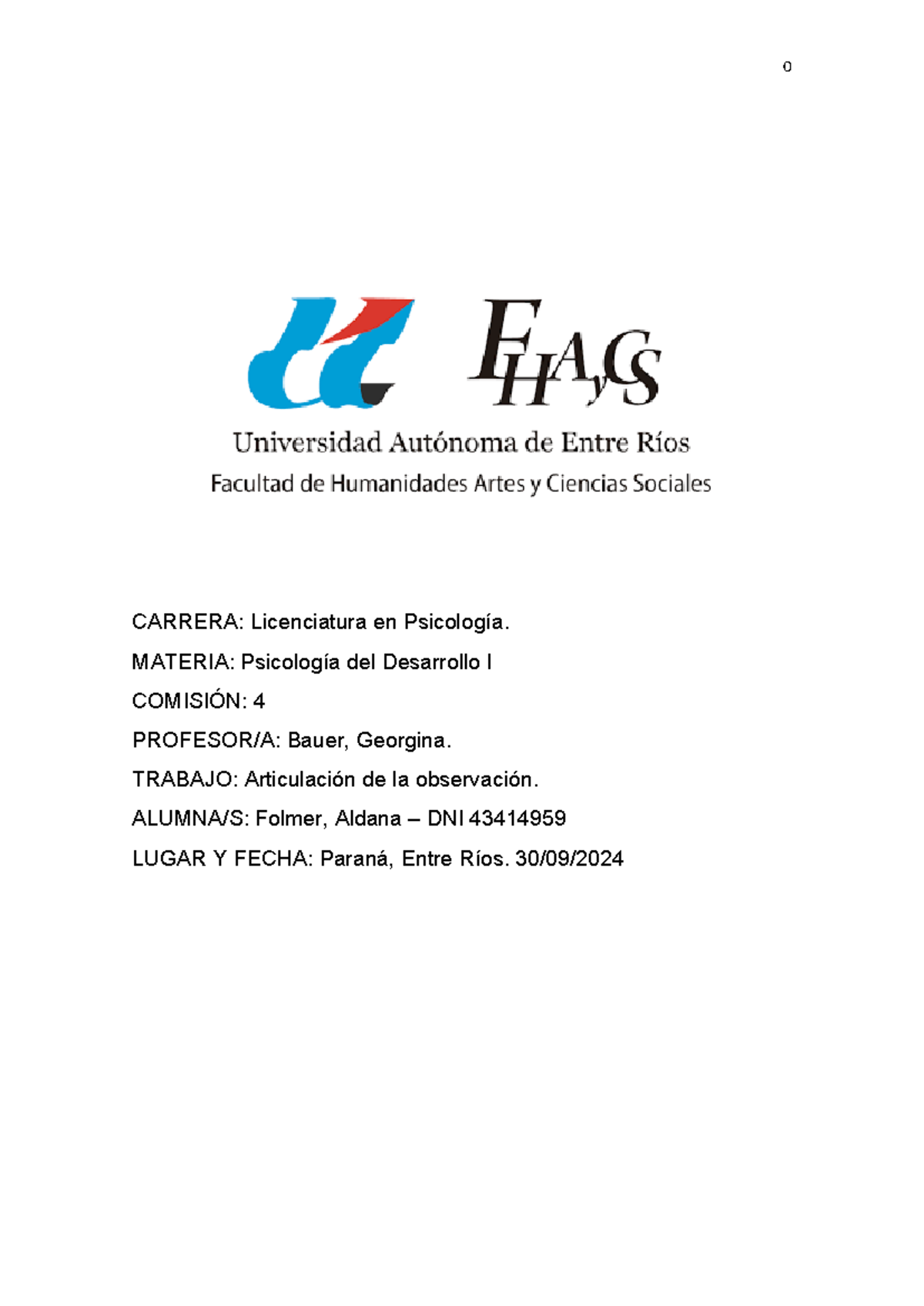 Articulacion Final - TP integrador (sin corregir) - CARRERA: Licenciatura en Psicología. MATERIA ...