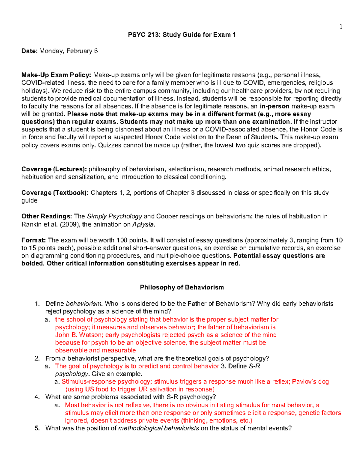 PSYC 213 Study Guide for Exam 1 S23 (1) - 1 PSYC 213: Study Guide for Exam 1 Date: Monday ...