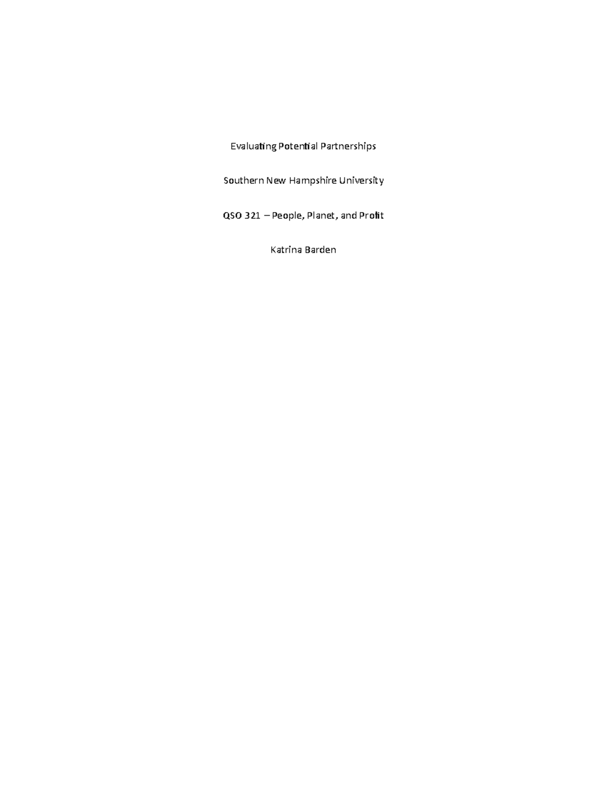 Assignment 5-3 Evaluating Potential Partnerships - Evaluating Potential ...