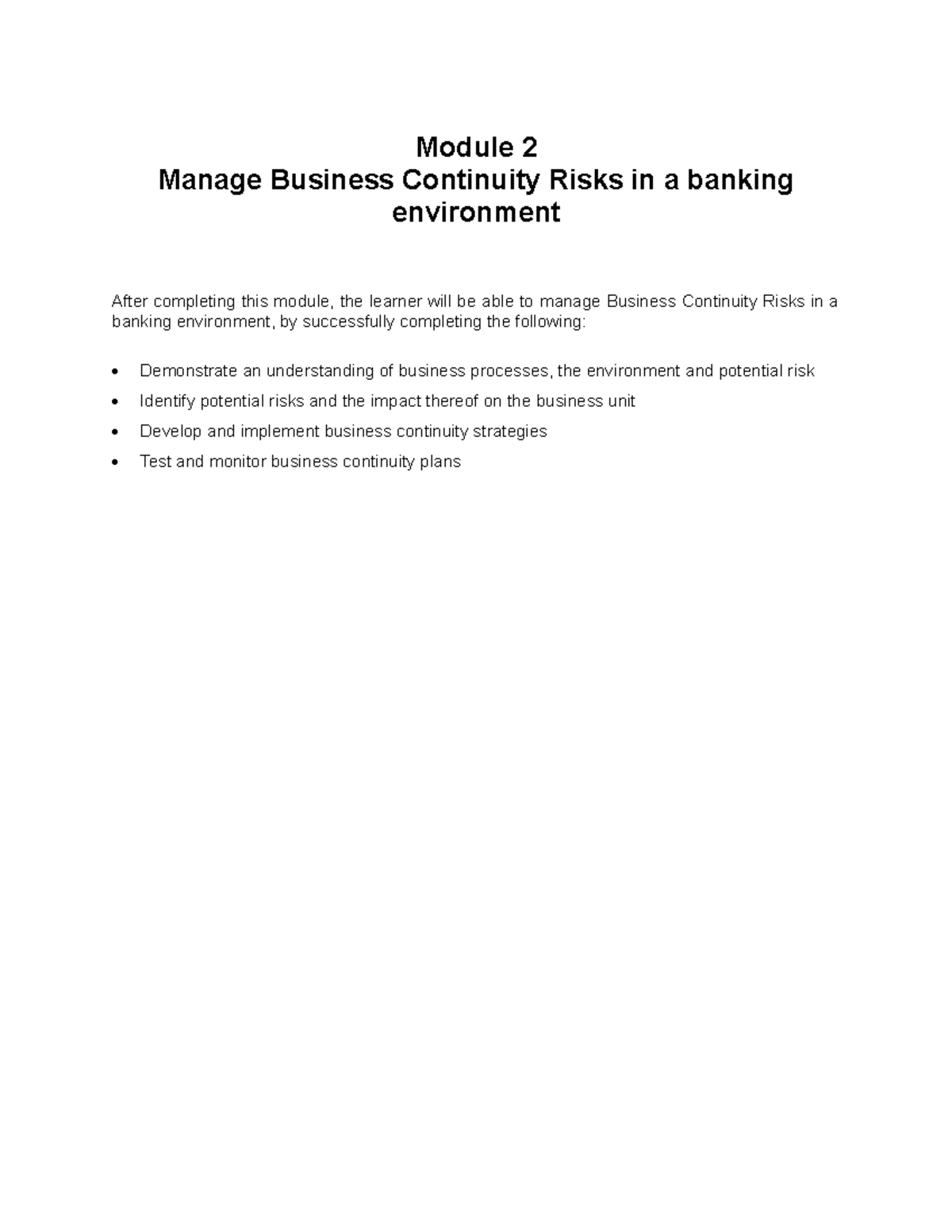 NC Banking SP 5 Module 2 Topic 3 - Module 2 Manage Business Continuity ...