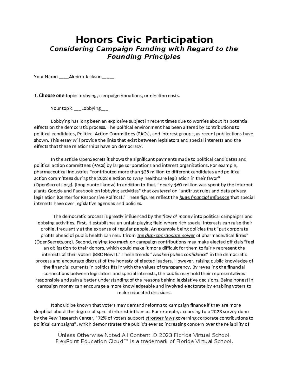 Honors civic participation template fin - Honors Civic Participation ...