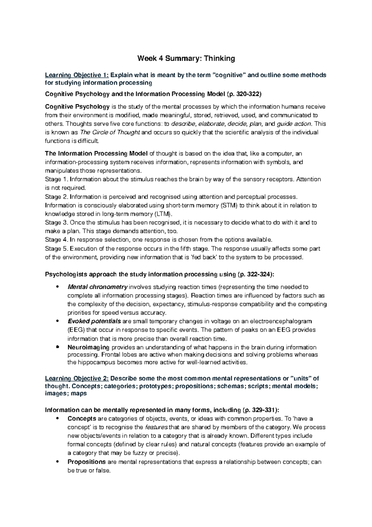 Week 4 - Week 4 module notes - Week 4 Summary: Thinking Learning ...