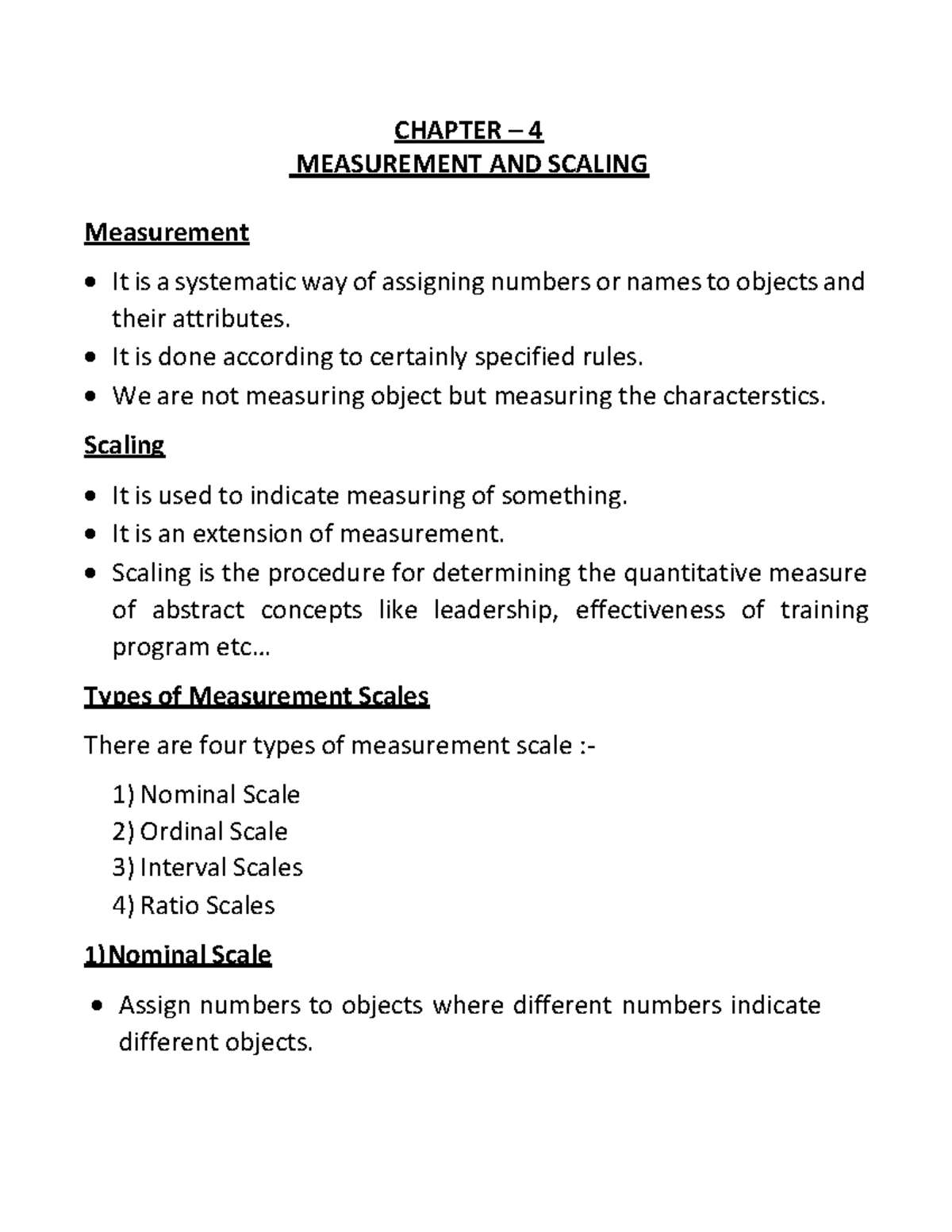 Measurement AND Scaling- Chapter – 4 - CHAPTER – 4 MEASUREMENT AND ...