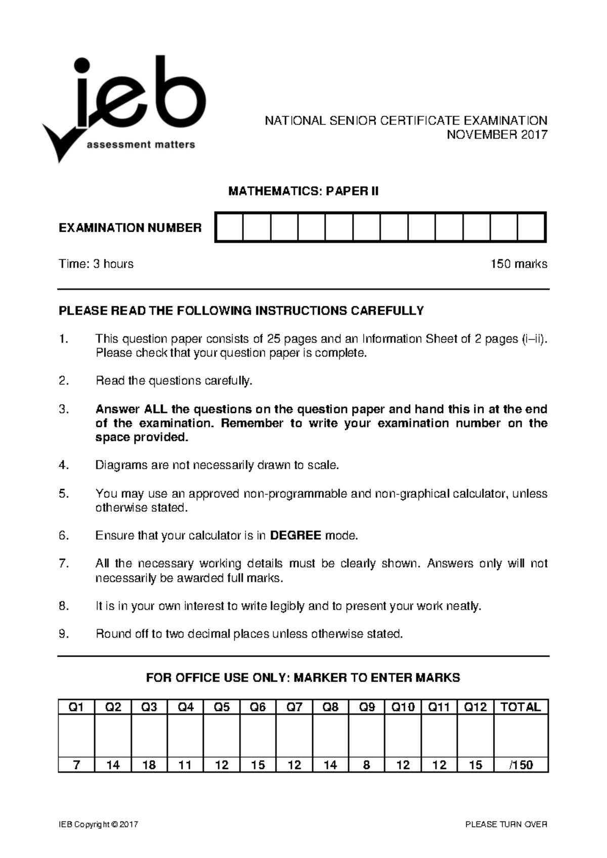 Mathematics 2017 P2 - IEB Copyright © 2017 PLEASE TURN OVER NATIONAL ...