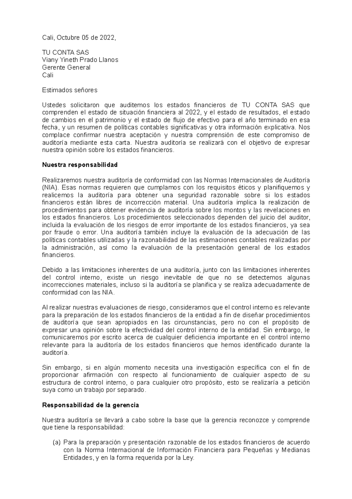4 - documento tecnico informativo - Cali, Octubre 05 de 2022, TU CONTA ...