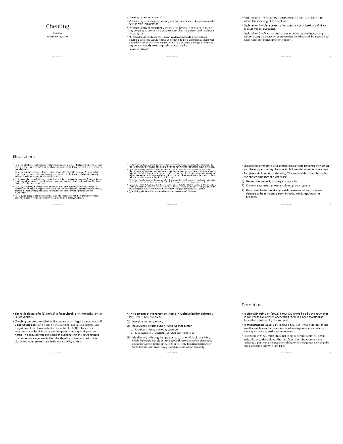 Cheating - Criminal Law 2 - Studocu