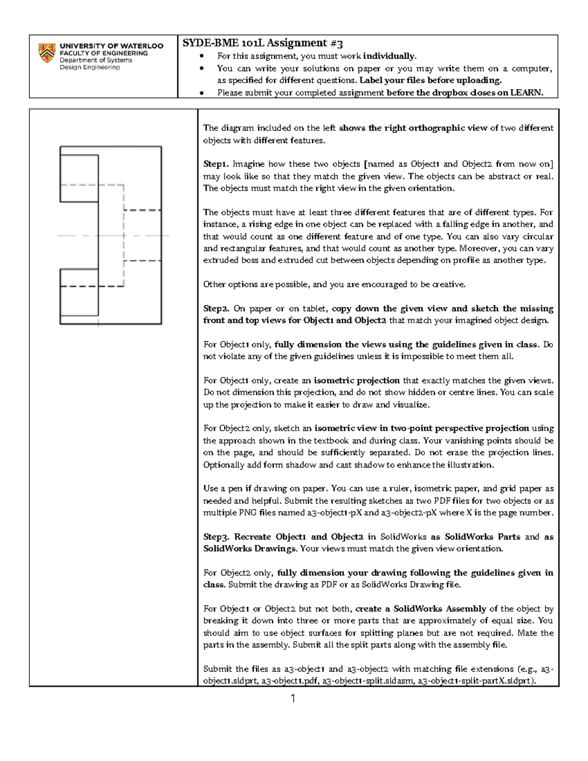 Assignment#3-F2020 - Assignment 3 - 1 SYDE-BME 101L Assignment For this assignment, you must ...