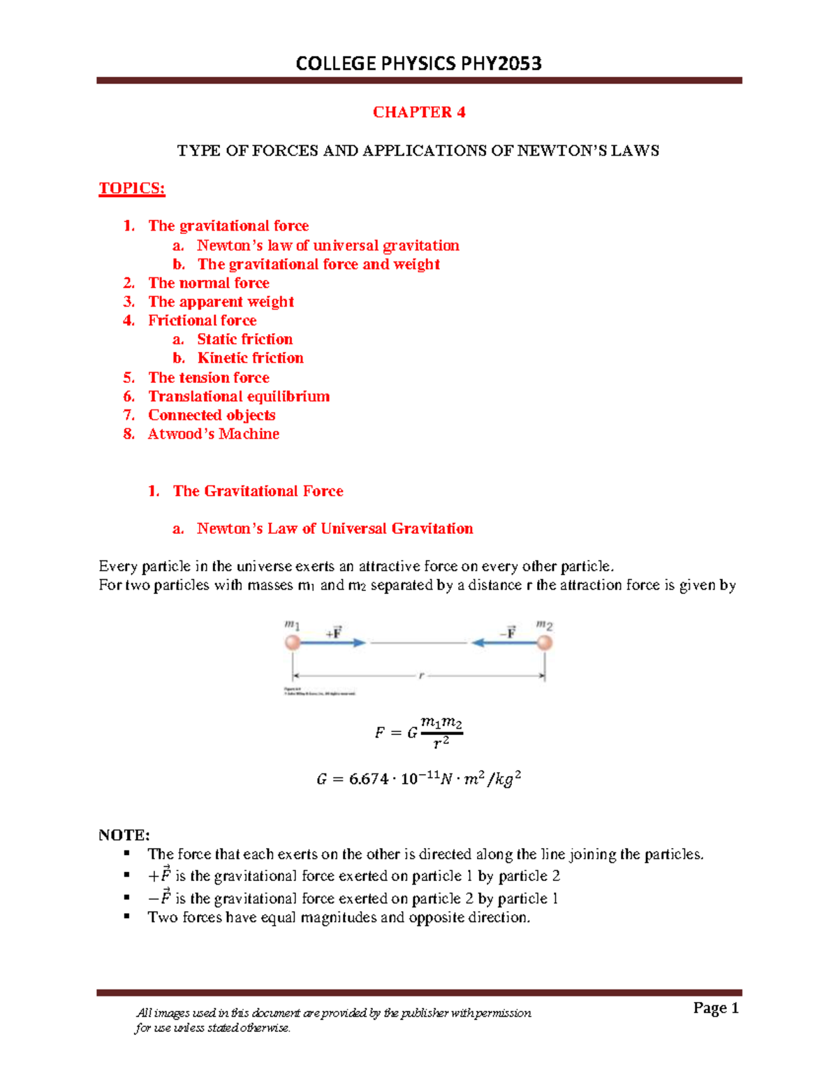 College Physics 7 - Notes - zy TONE CHAPTER 4 TYPE OF FORCES AND ...