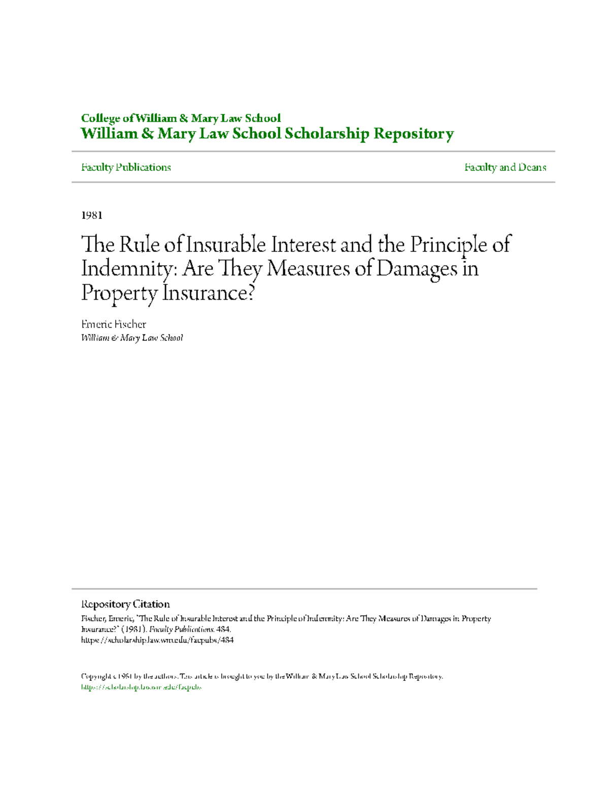 The Rule of Insurable Interest and the Principle of Indemnity Ar ...