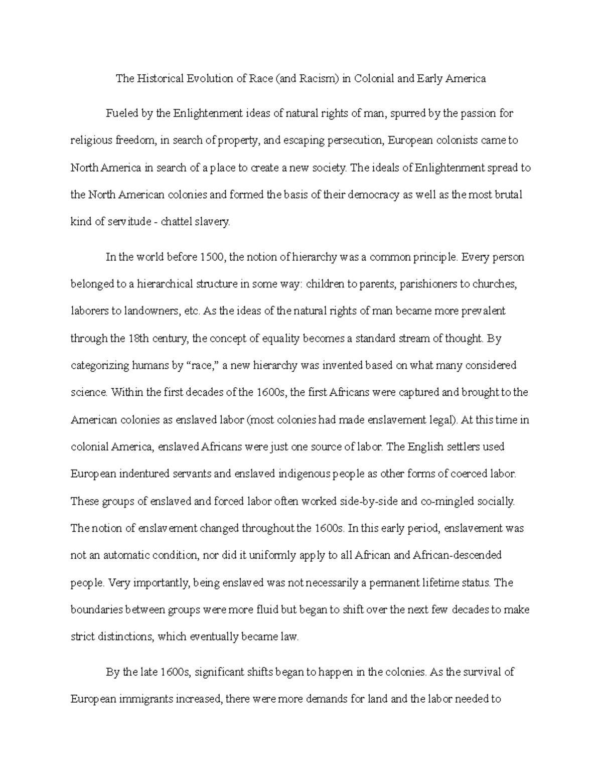 Racism week 2 part 4 - The Historical Evolution of Race (and Racism) in ...