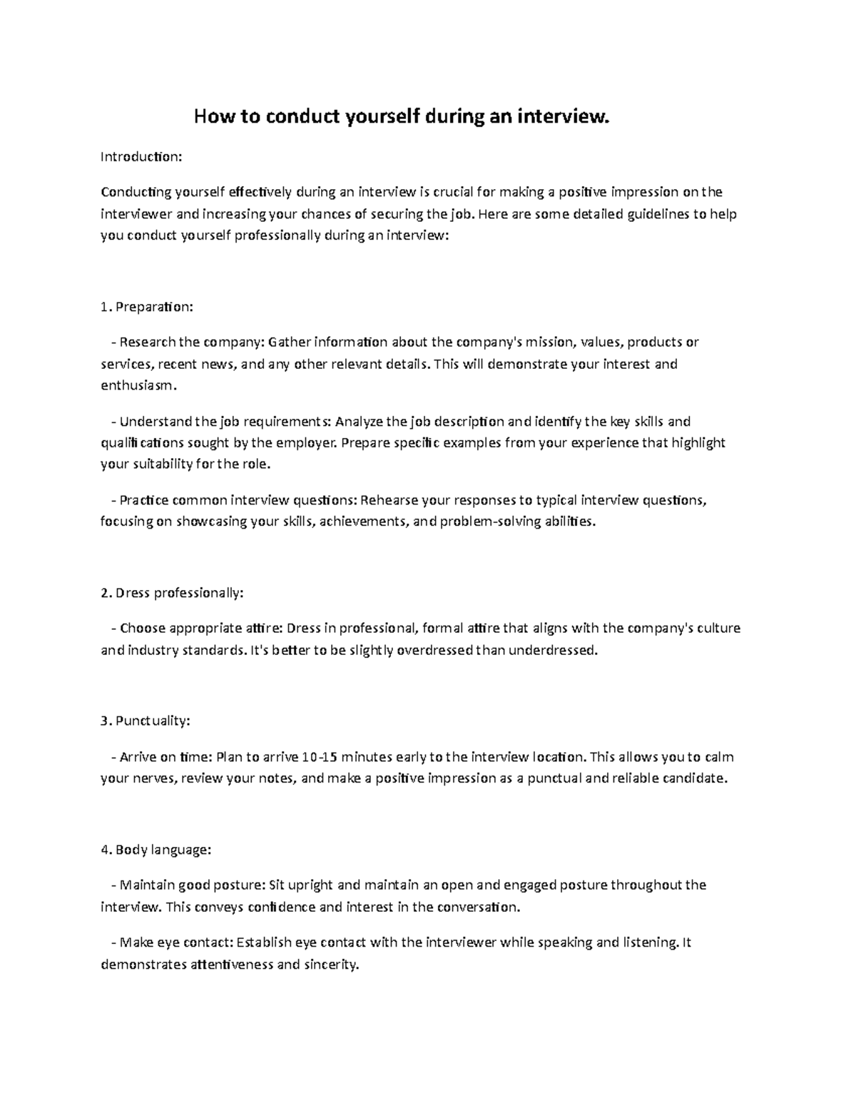 How to conduct-WPS Office - How to conduct yourself during an interview ...