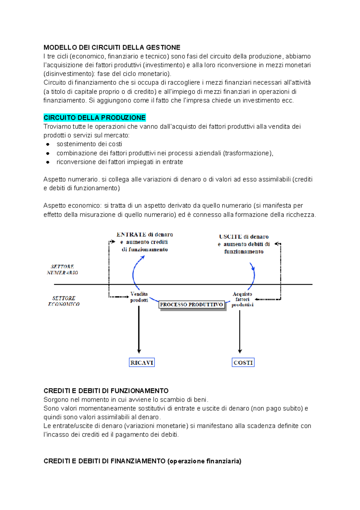 Parte I - Cap. 2 - MODELLO DEI CIRCUITI DELLA GESTIONE I tre cicli ...