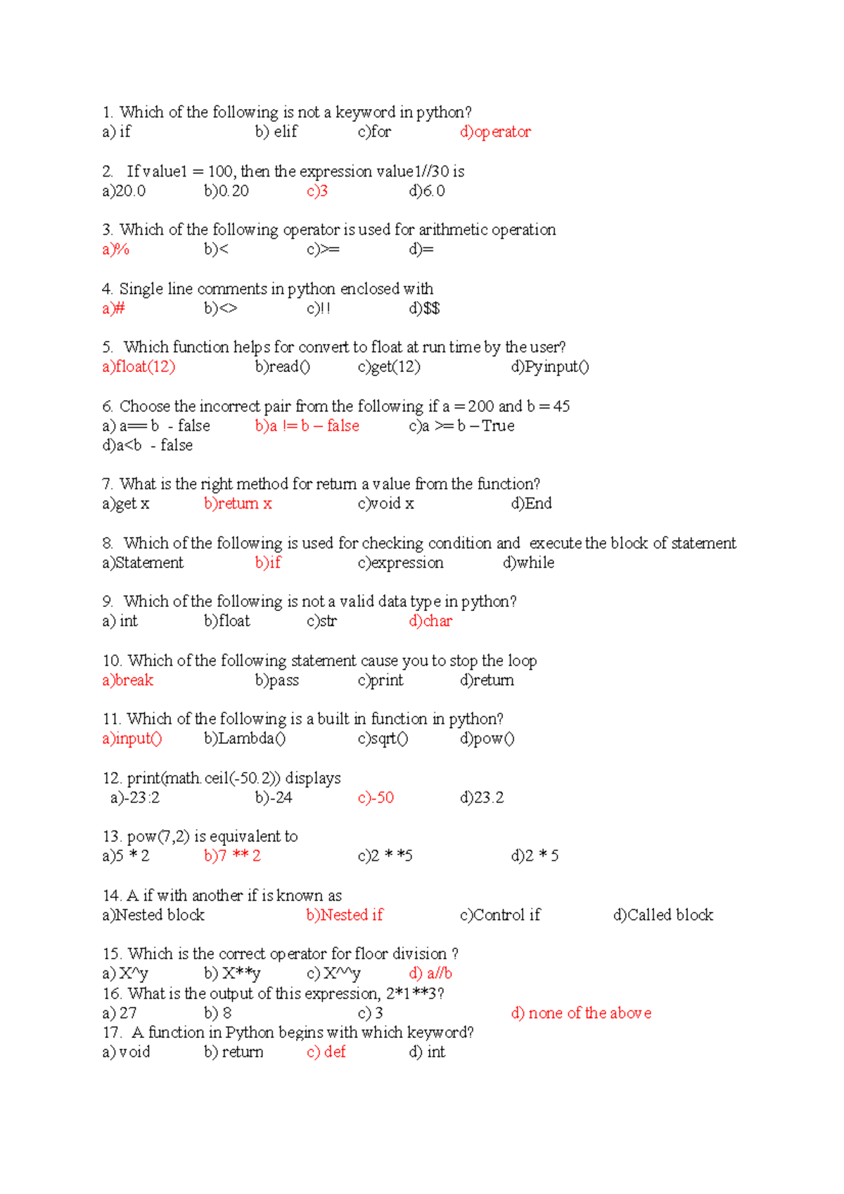 Python Part 1 Question and Answers - forensic - Studocu