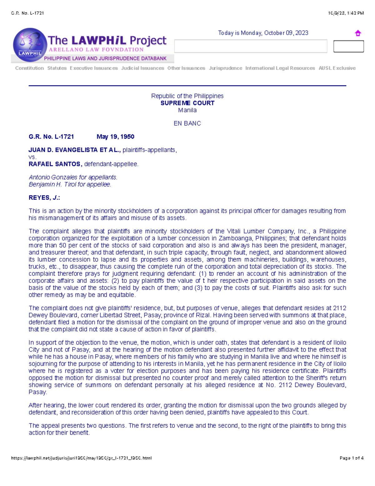 2. Evangelista v Santos - Constitution Statutes Executive Issuances ...