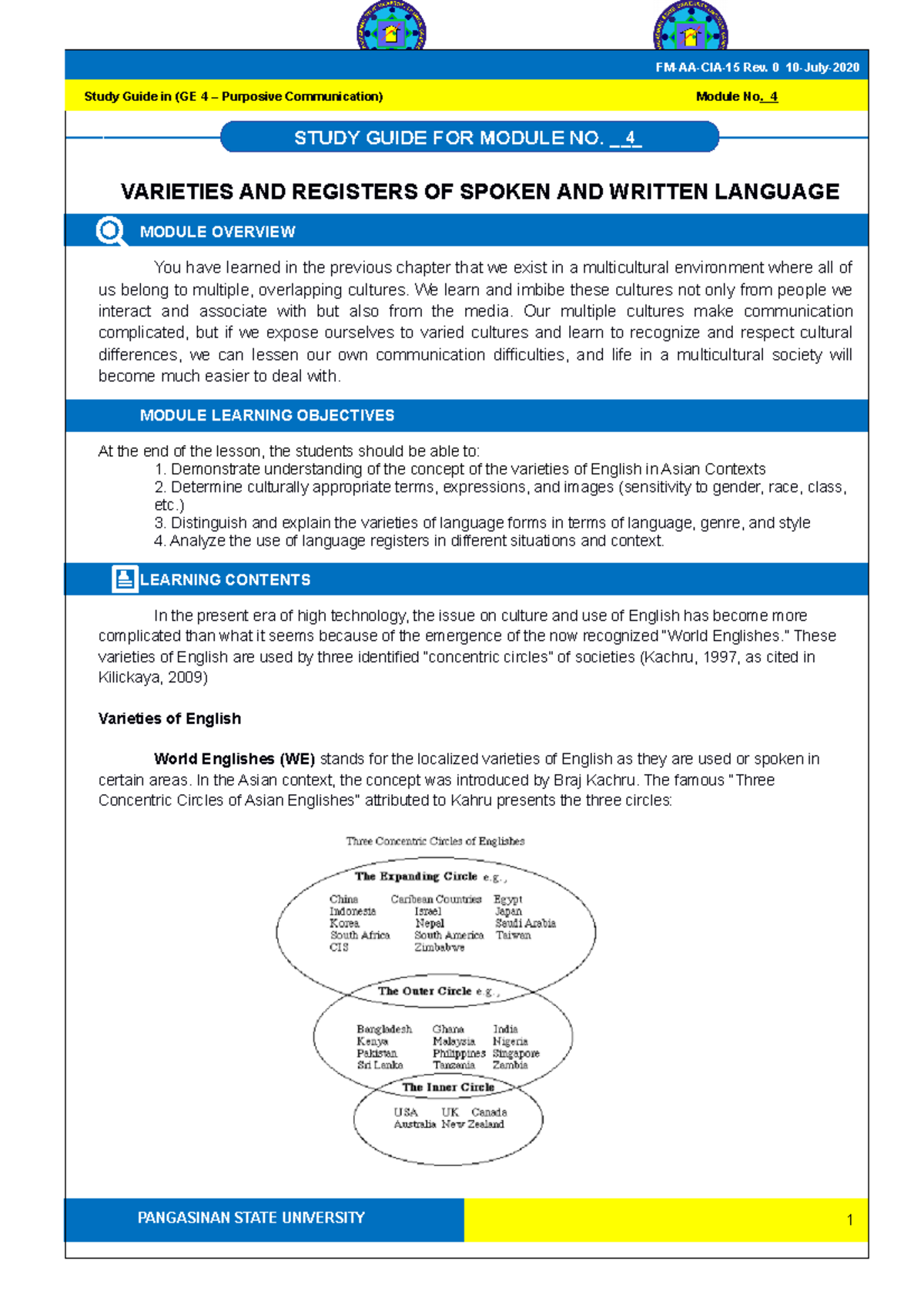 Study Guide 4 GE 4 - ,NA - PANGASINAN STATE UNIVERSITY Study Guide in (GE 4 – Purposive - Studocu