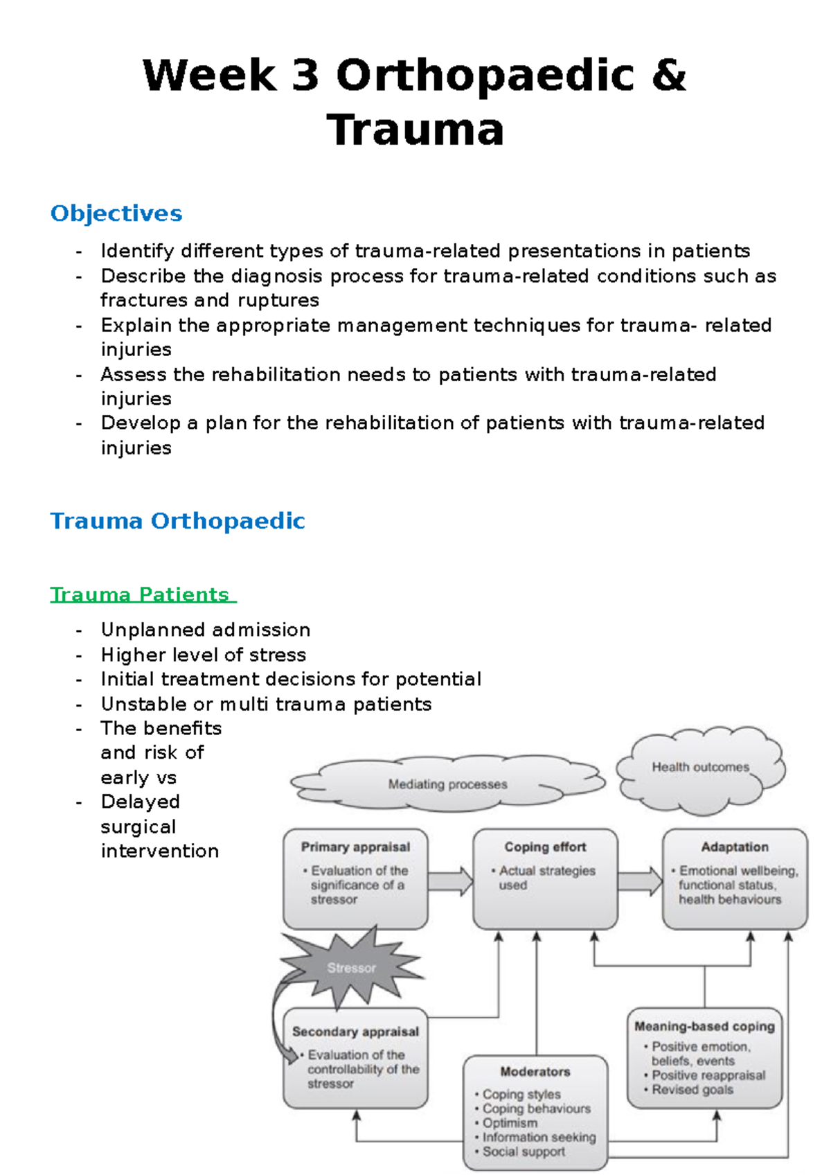 Week 3 Orthopaedic and Trauma - Week 3 Orthopaedic & Trauma Objectives ...