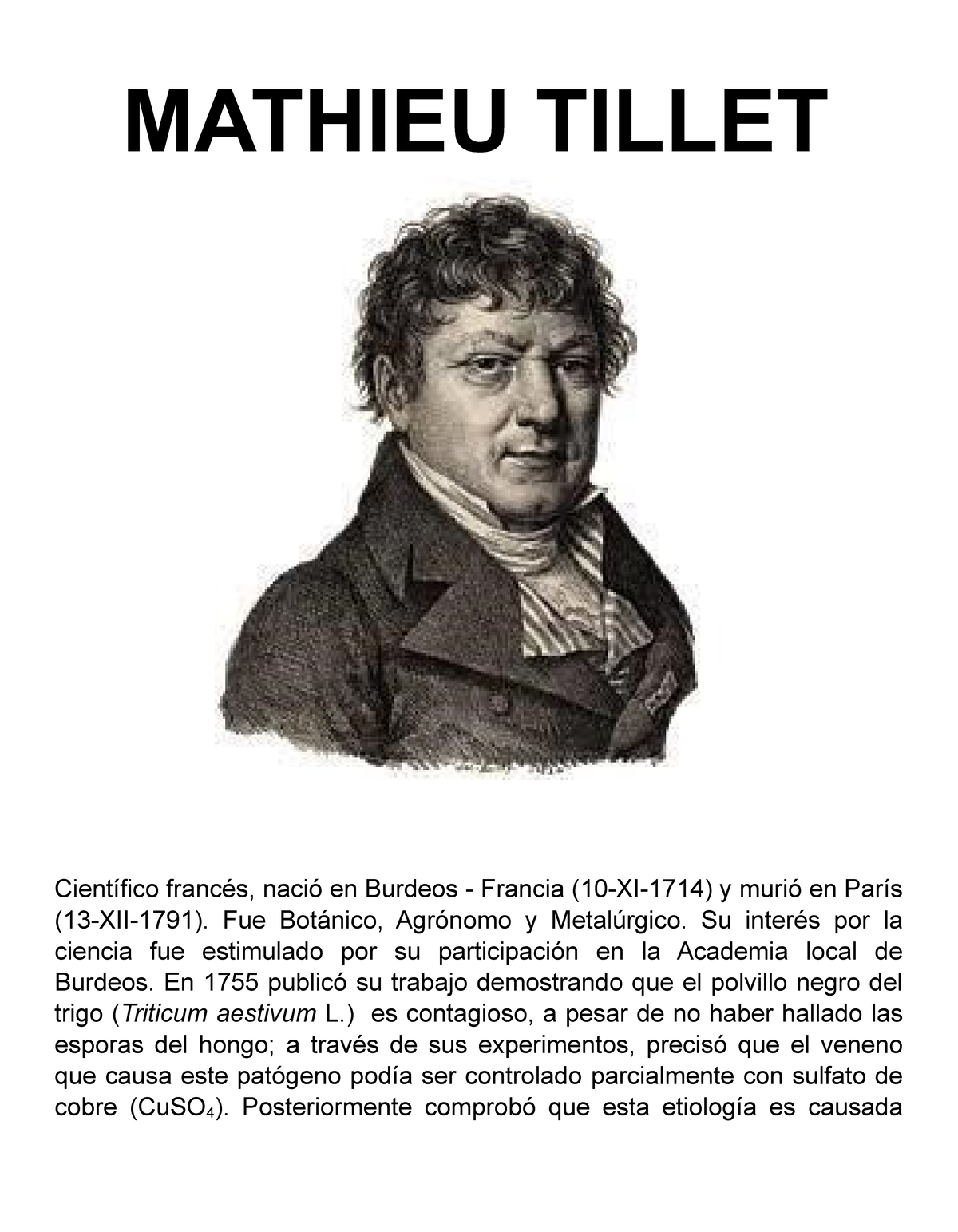 Tilleti - Biografía tillet - MATHIEU TILLET Científico francés, nació ...