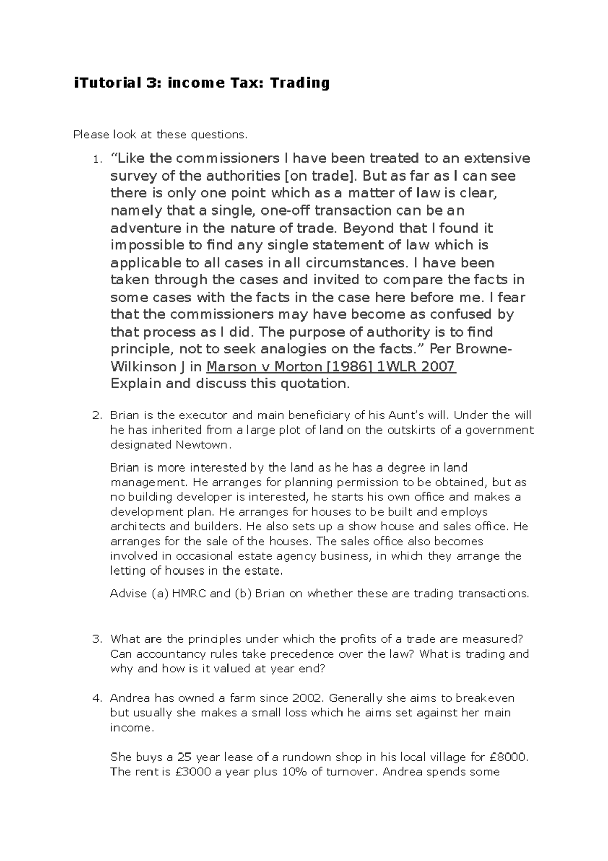 Revenue Principles tutorial 3 trading 11 - iTutorial 3: income Tax ...