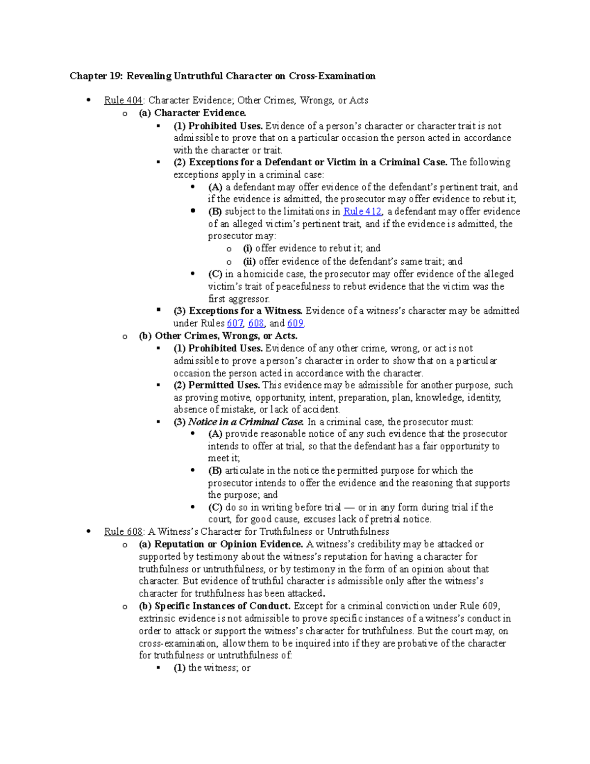 Evidence Quiz 2 Notes - Chapter 19: Revealing Untruthful Character on ...