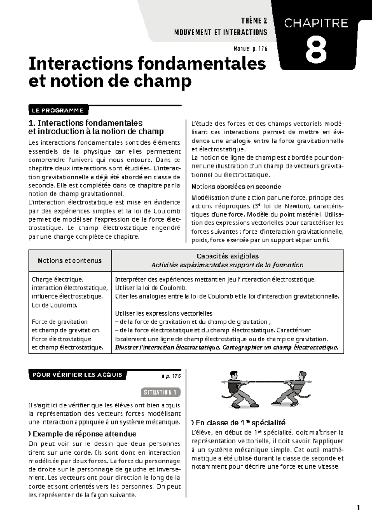 Chapitre 8 - 1 LE PROGRAMME 1. Interactions fondamentales et ...