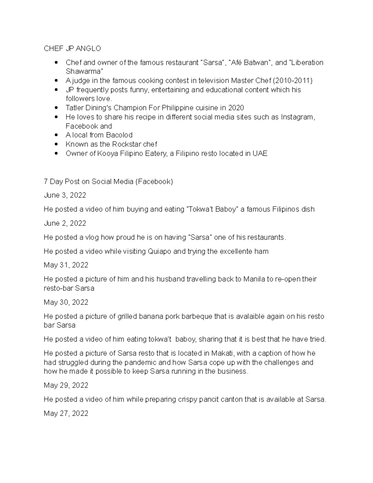 CHEF JP Anglo - CHEF JP ANGLO Chef and owner of the famous restaurant ...