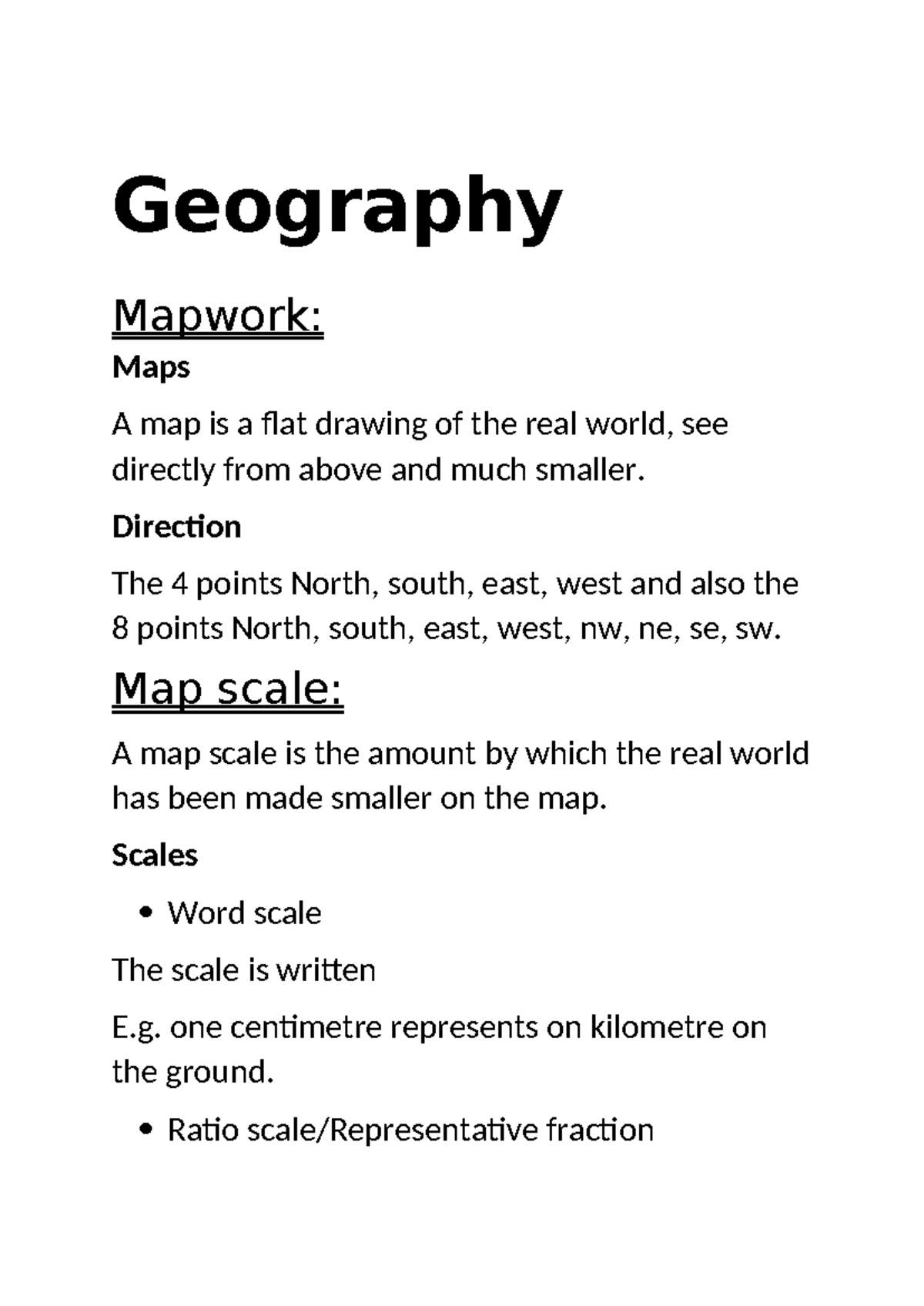 Geography - (grade 8) - Geography Mapwork: Maps A map is a flat drawing ...