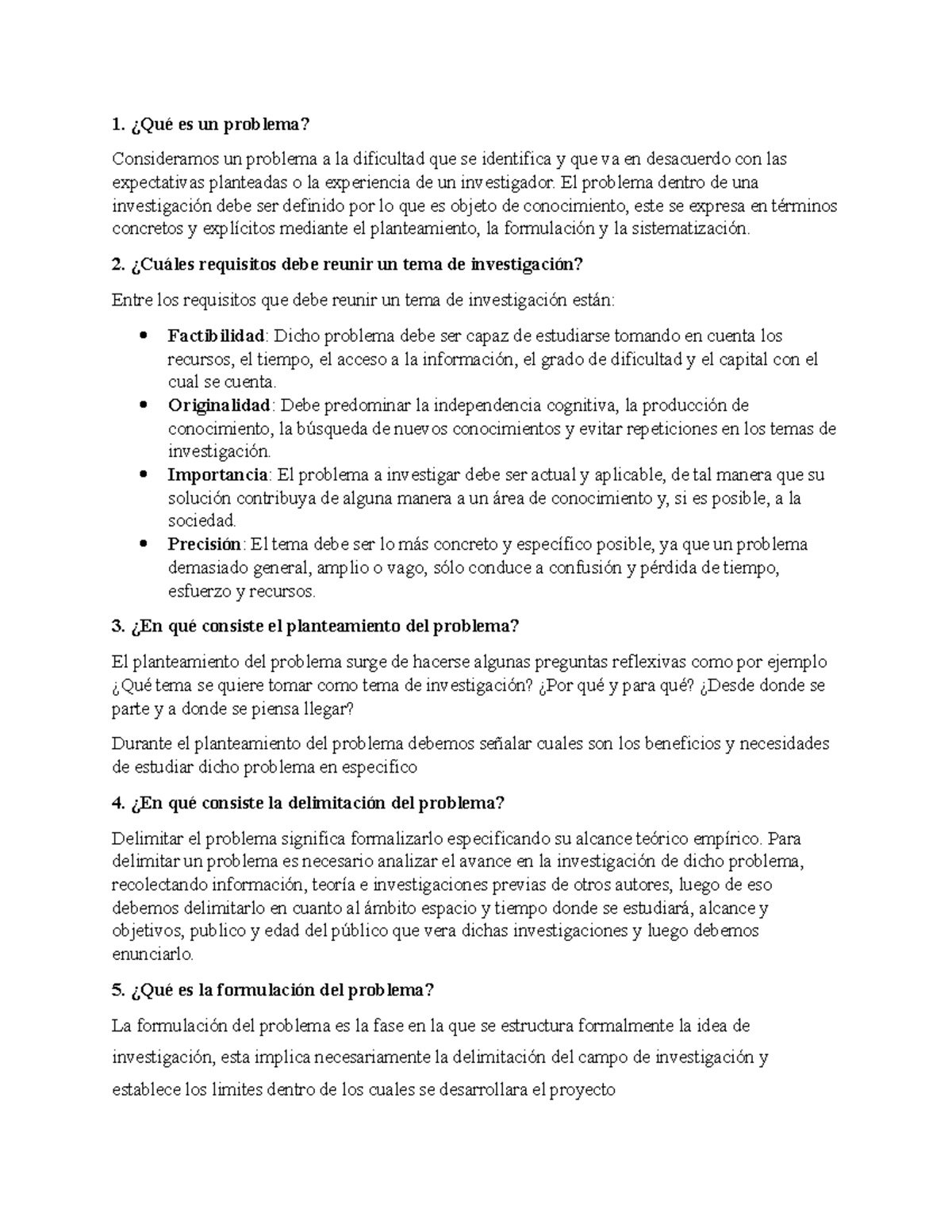 Tarea 1 Repaso de algunas preguntas - 1. ¿Qué es un problema ...