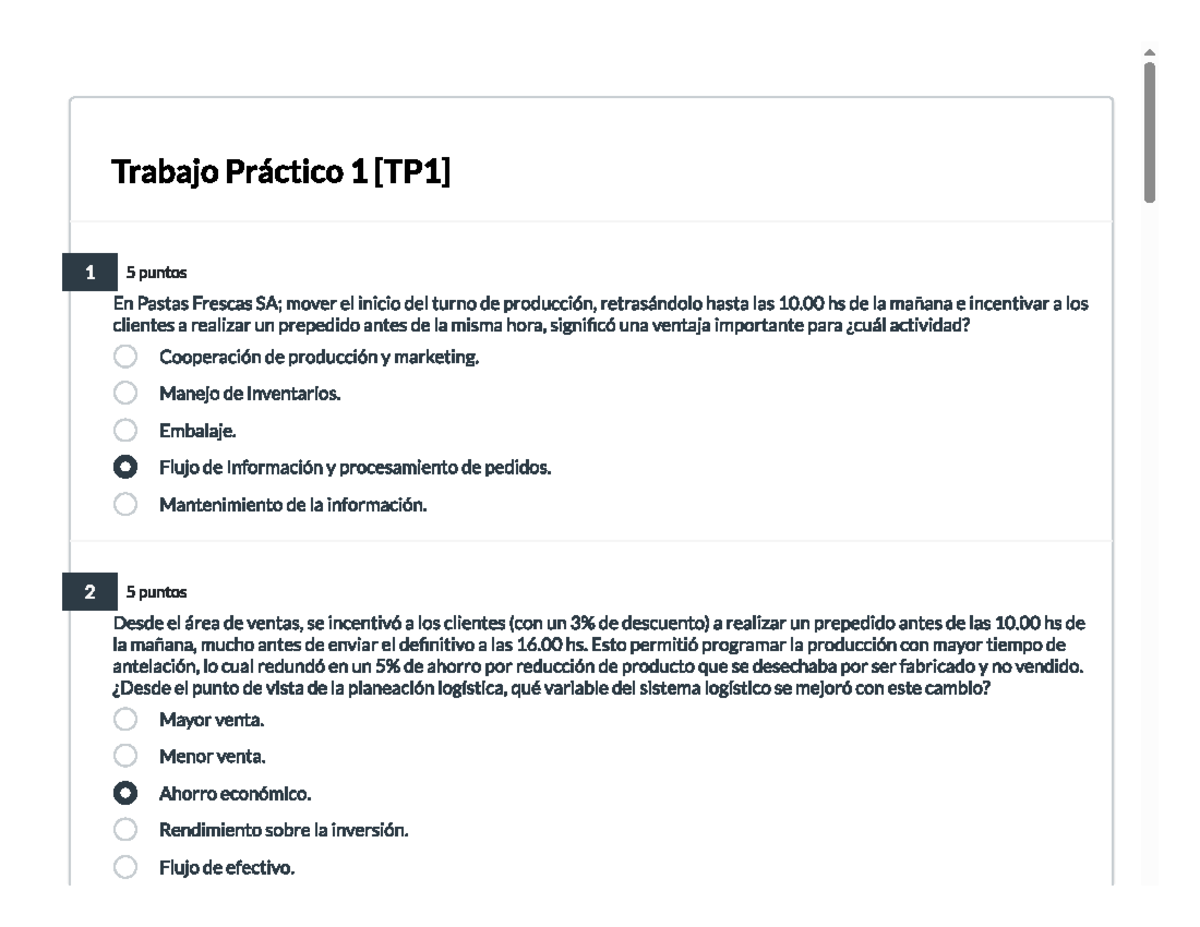 TP1 logistica - Trabajo Práctico 1 1 5 puntos En Pastas Frescas mover el inicio del turno de ...