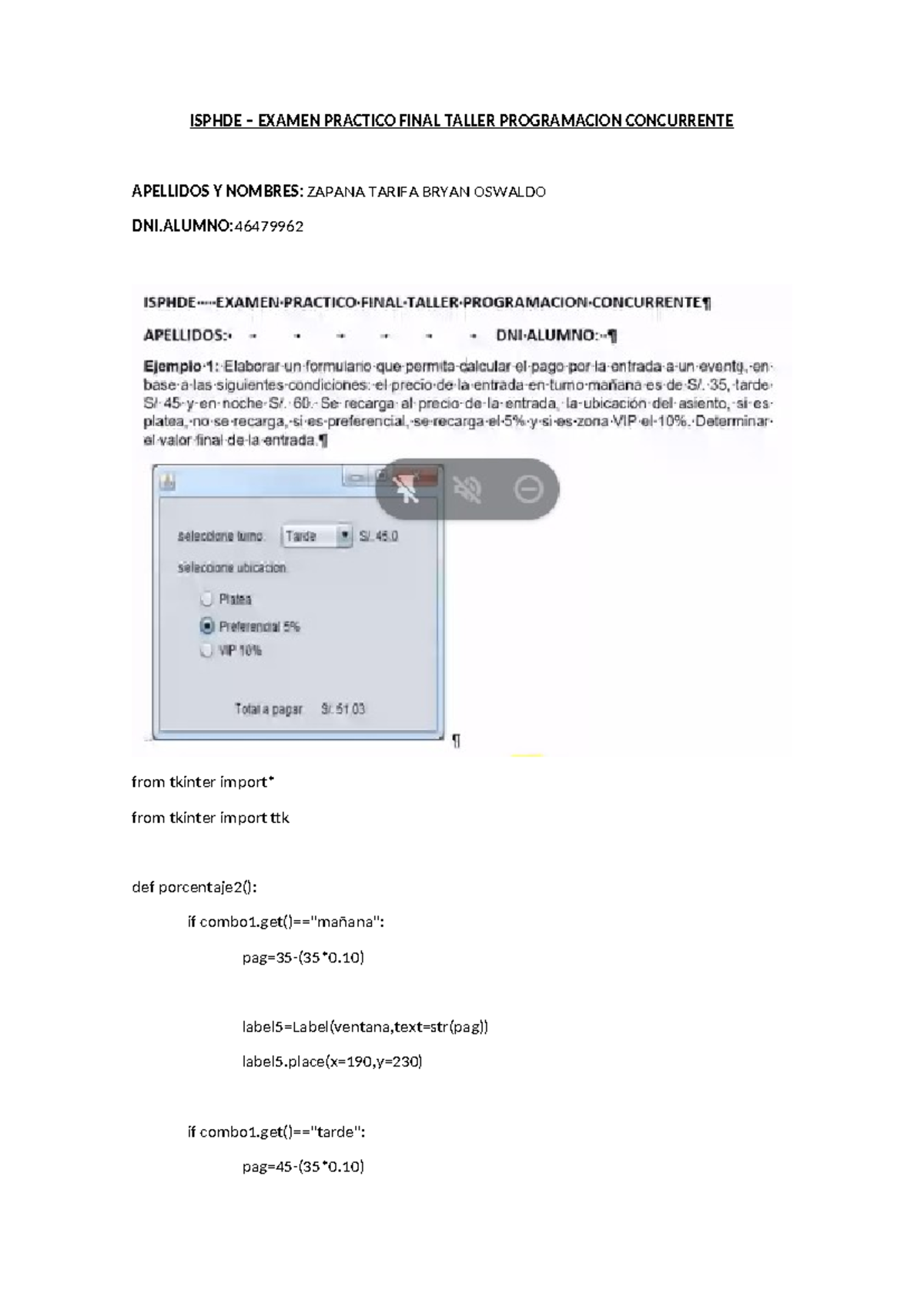 examen final del trabajo 8 - ISPHDE – EXAMEN PRACTICO FINAL TALLER PROGRAMACION CONCURRENTE ...