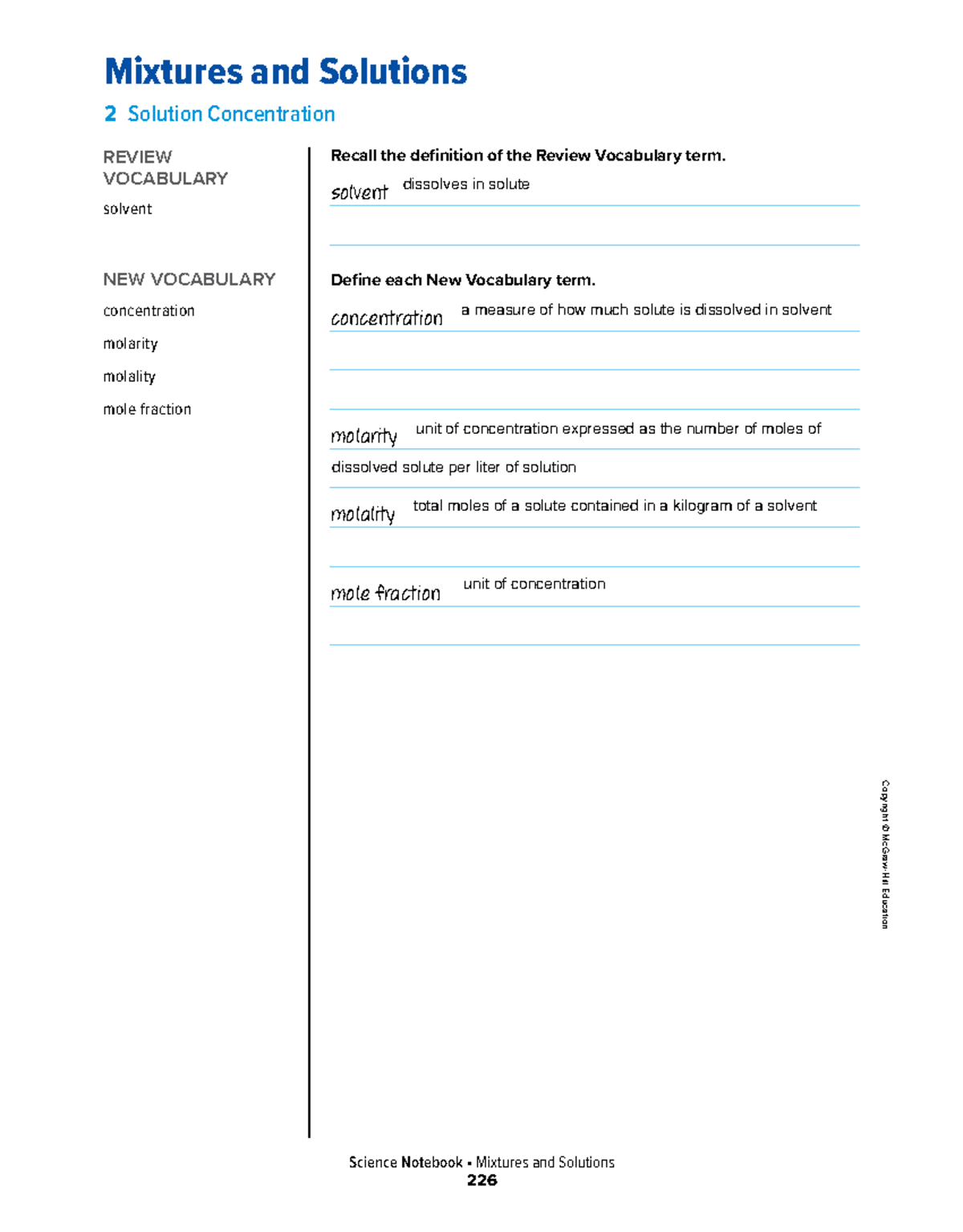 Module 13 lesson 2 - assignment - Mixtures and Solutions 2 Solution Concentration Recall the ...