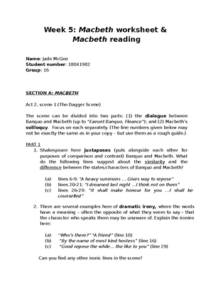Macbeth Notes - MACBETH INTRODUCTION BACKGROUND HOLINSHED’S - THE ...
